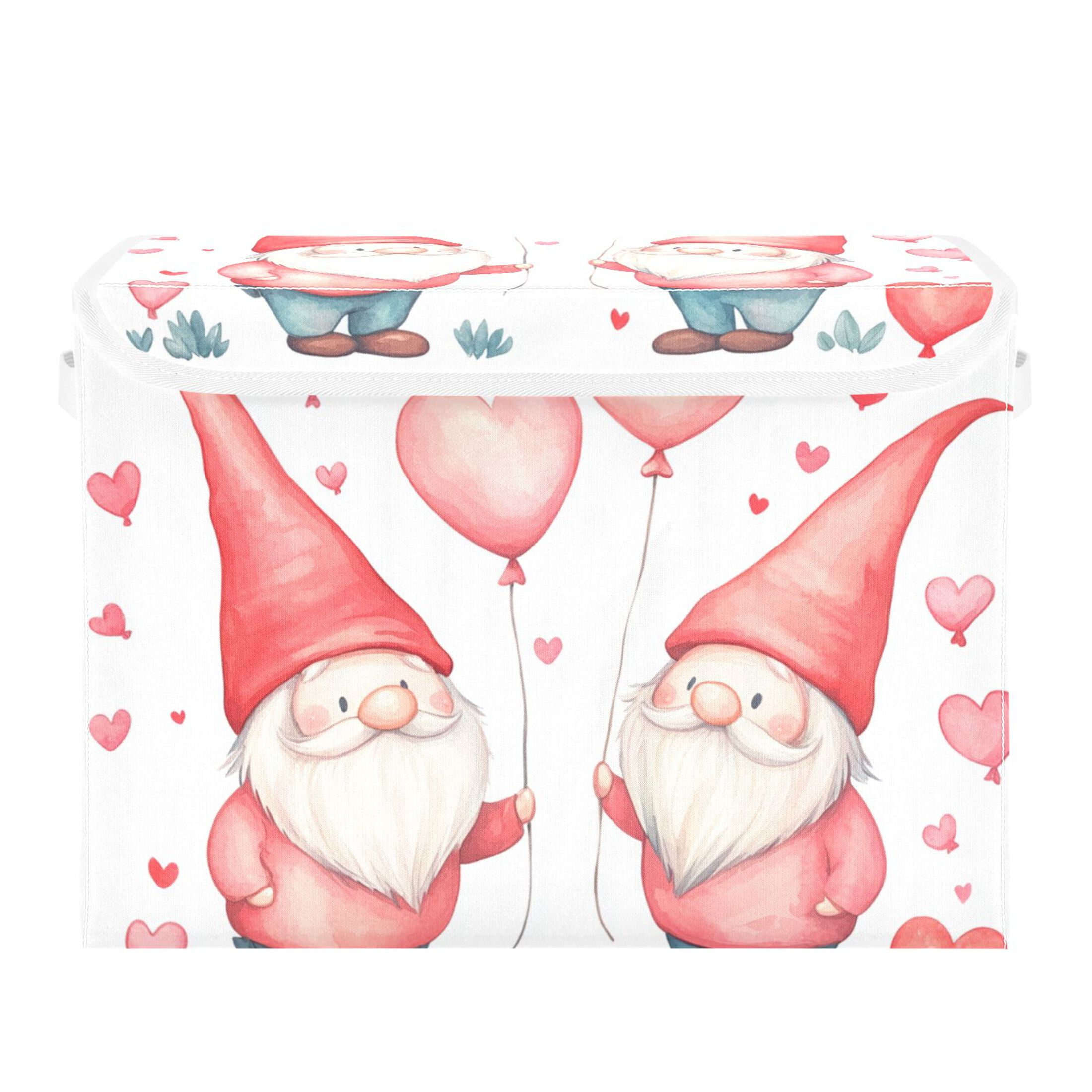 Gnomes with Heart Shape Balloons Valentine Foldable Storage Bin with ...