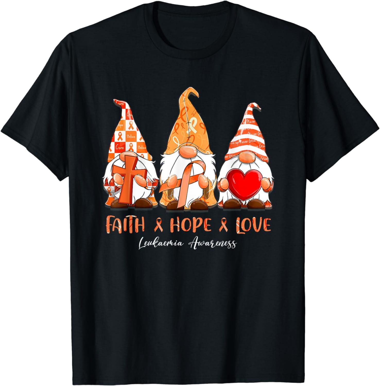 Gnomies Faith Hope Love Ribbon Leukaemia Awareness T-Shirt - Walmart.com
