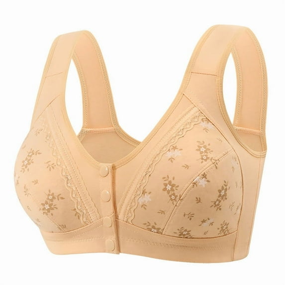 Gnshining Front Snap Closure Bra for Women Breathable Wide Shoulder ...