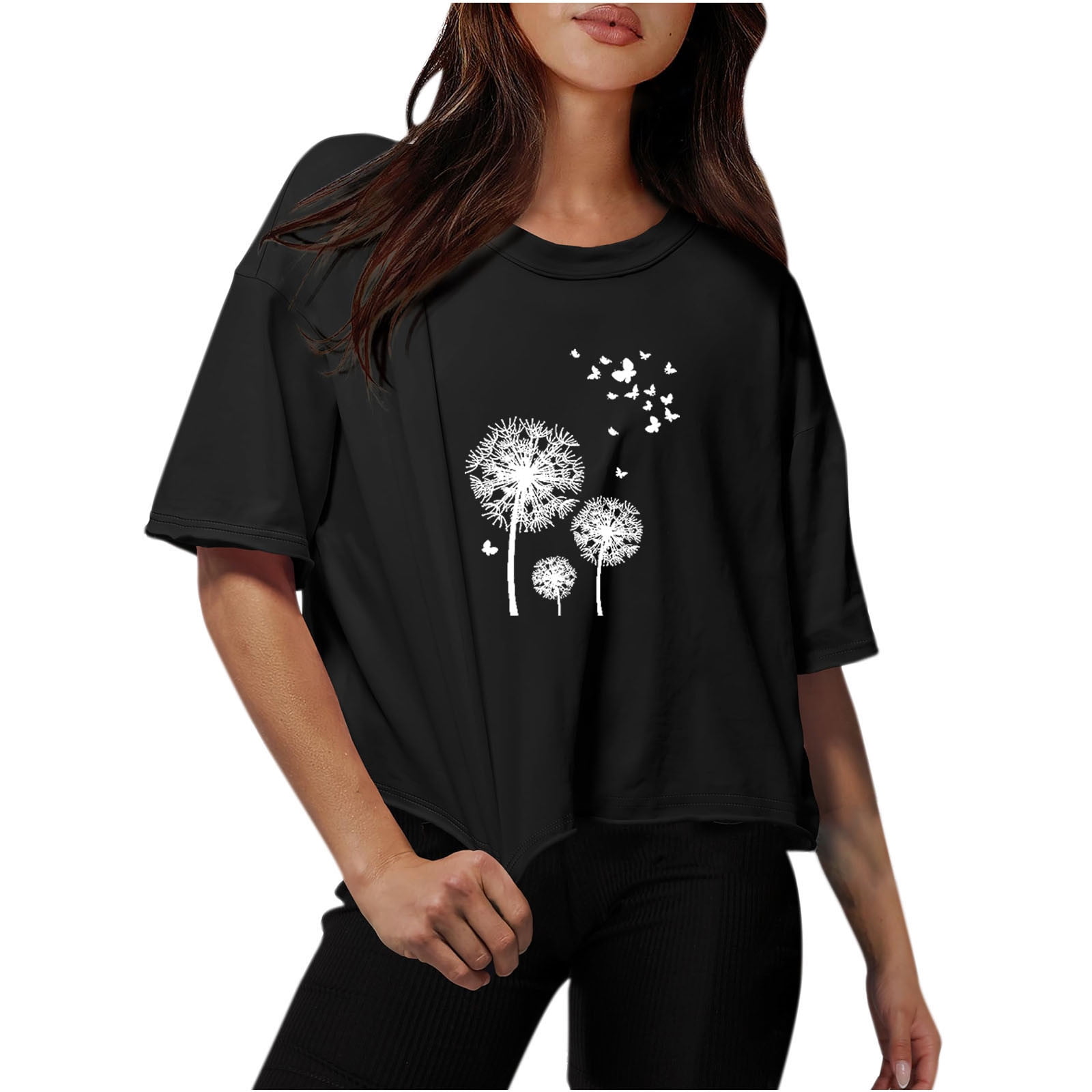 Gnshining Short Sleeve Pullovers for Women Loose Summer Short Sleeve ...