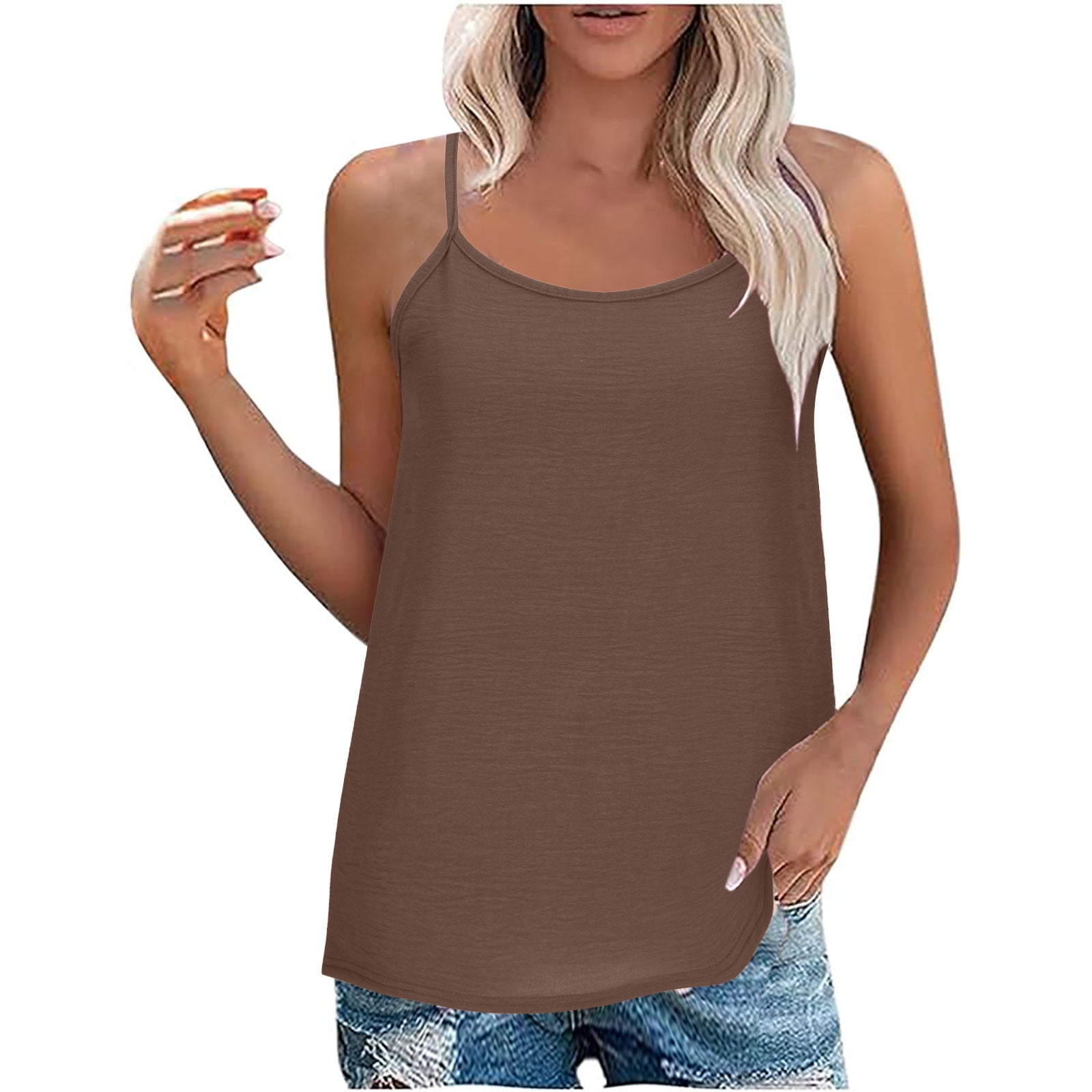 Gnshining Summer Spaghetti Straps Tops for Women Soft Sleeveless Tank ...
