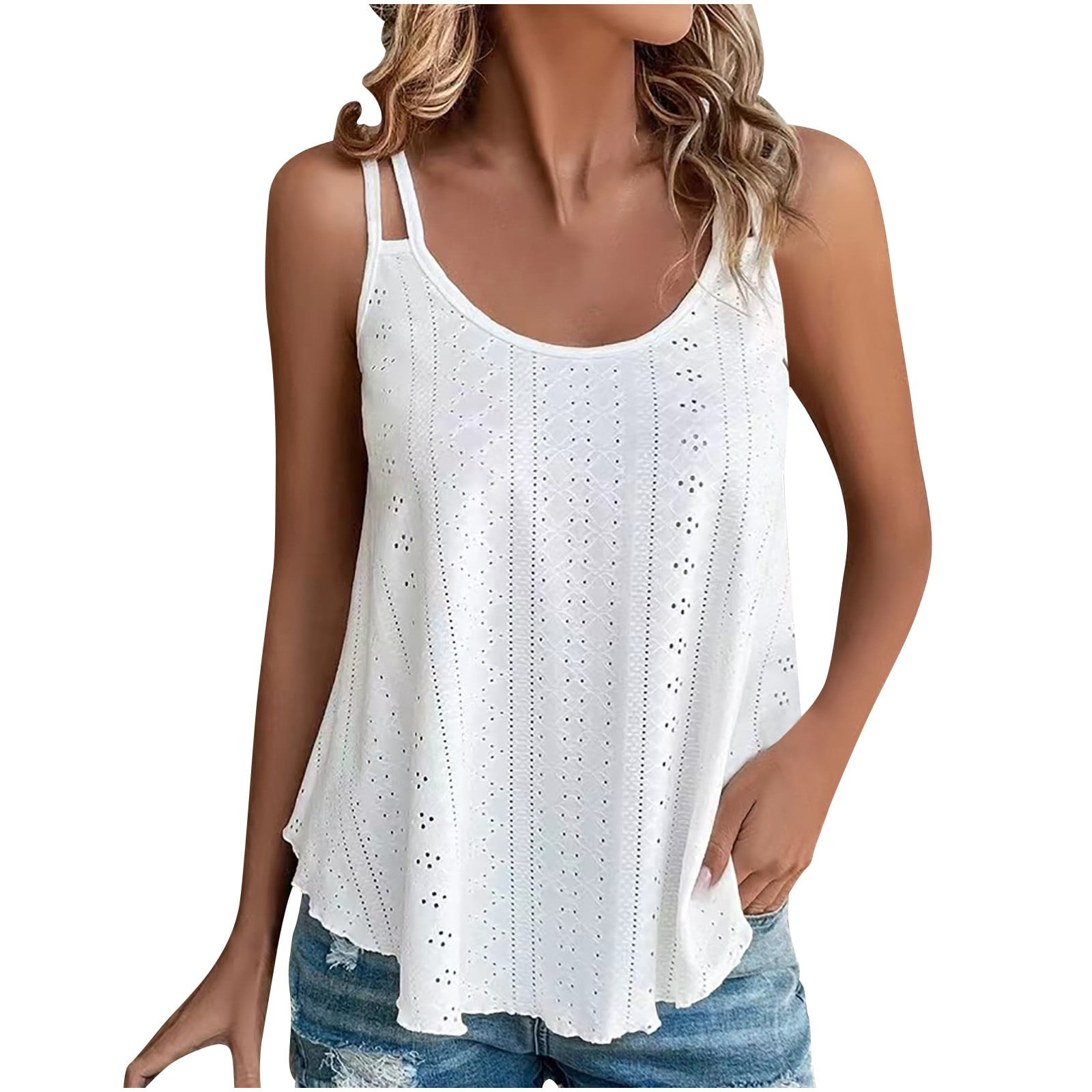 Gnshining Summer Tank Tops for Women Sleeveless Going Out Tops Solid ...