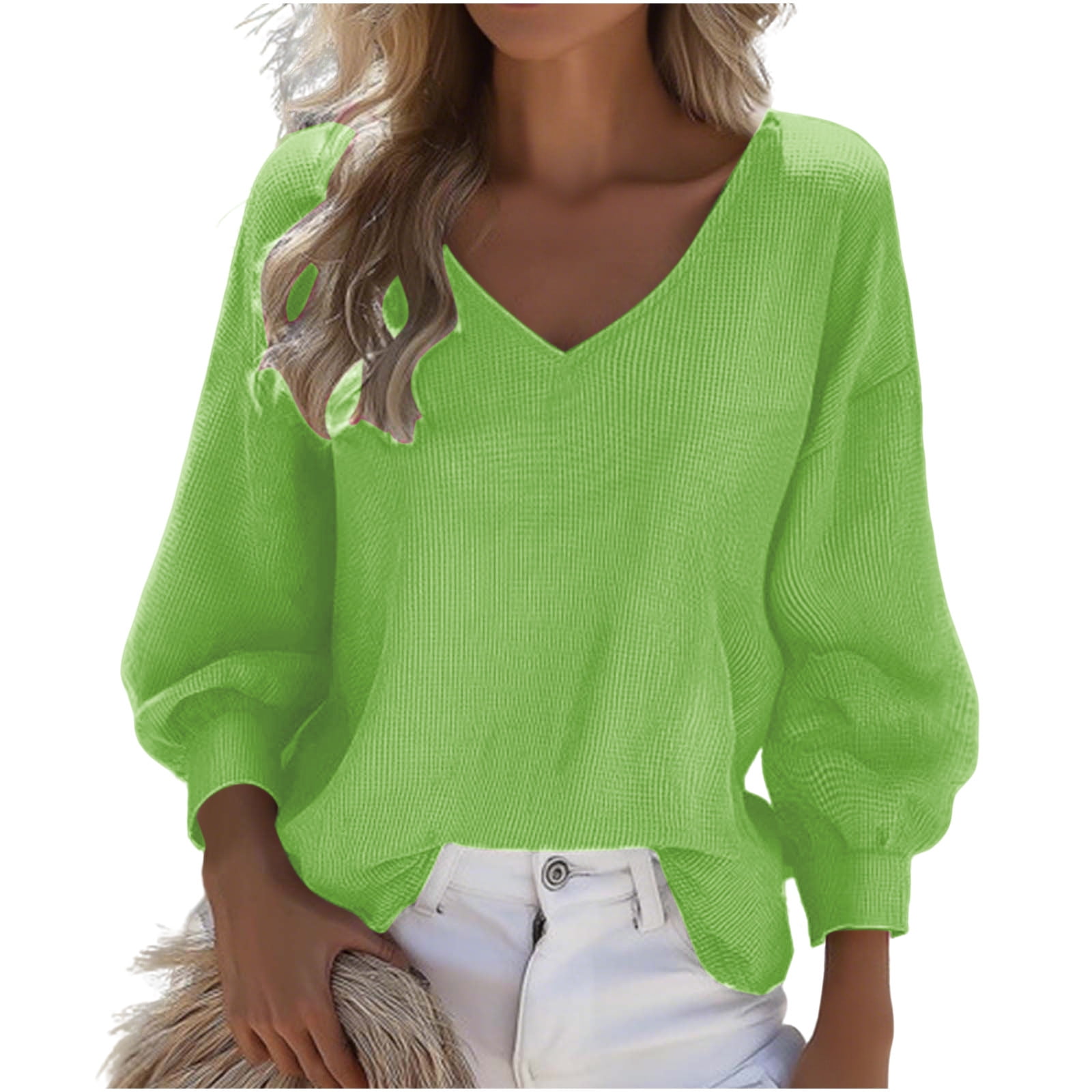 Gnshining Summer Waffle Blouse for Women Solid Color Plus Size Tees ...