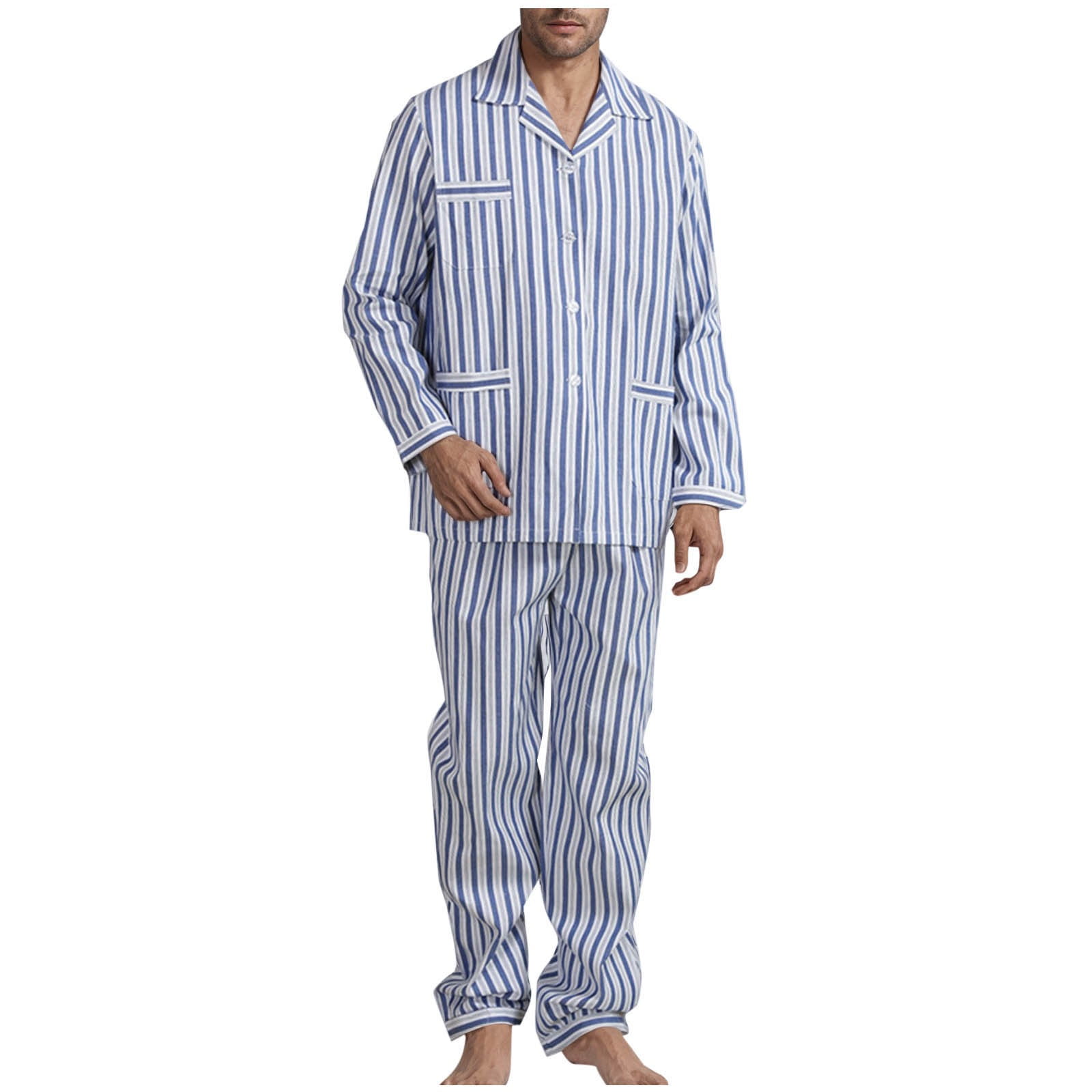 Gnurob Clearance Men Plaid Sleepwear Cotton Pajamas Set 2 Piece Outfits ...