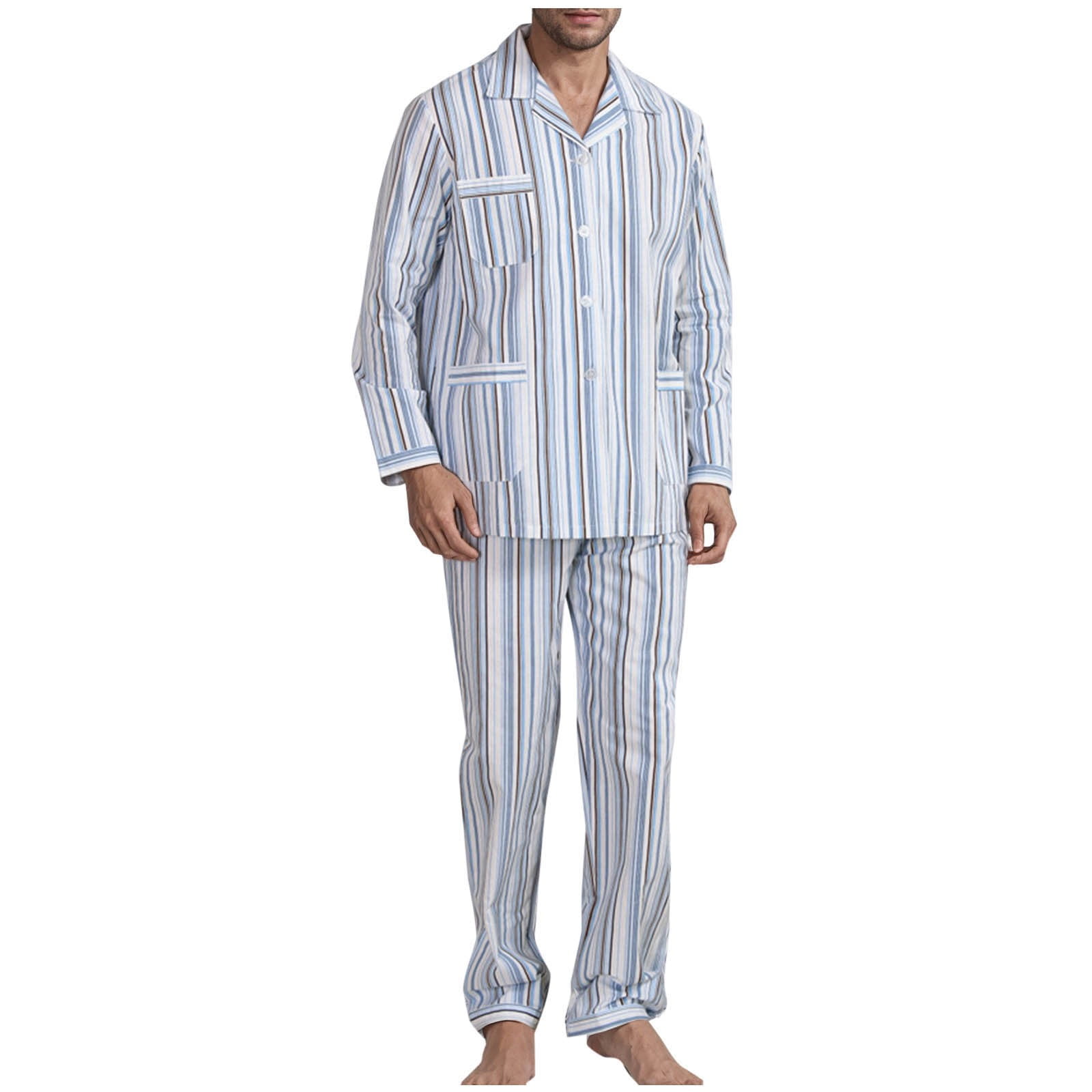 Gnurob Clearance Men Plaid Sleepwear Cotton Pajamas Set 2 Piece Outfits ...
