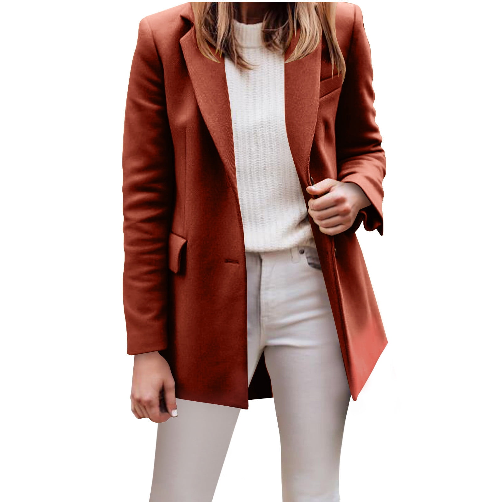 Gnurob Clearance Women's Notched Lapel Collar Blazer Single Breasted ...