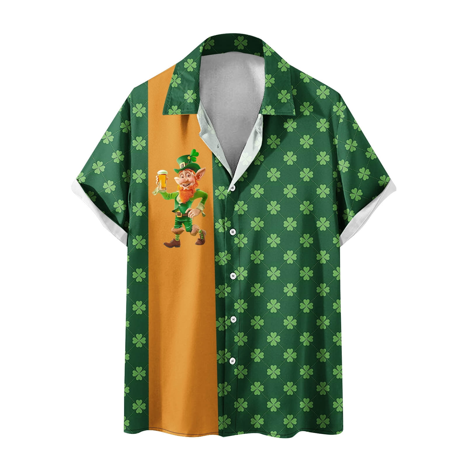 Gnurob Happy St. Patrick's Day Men's Button Down Blouse Irish Clover ...