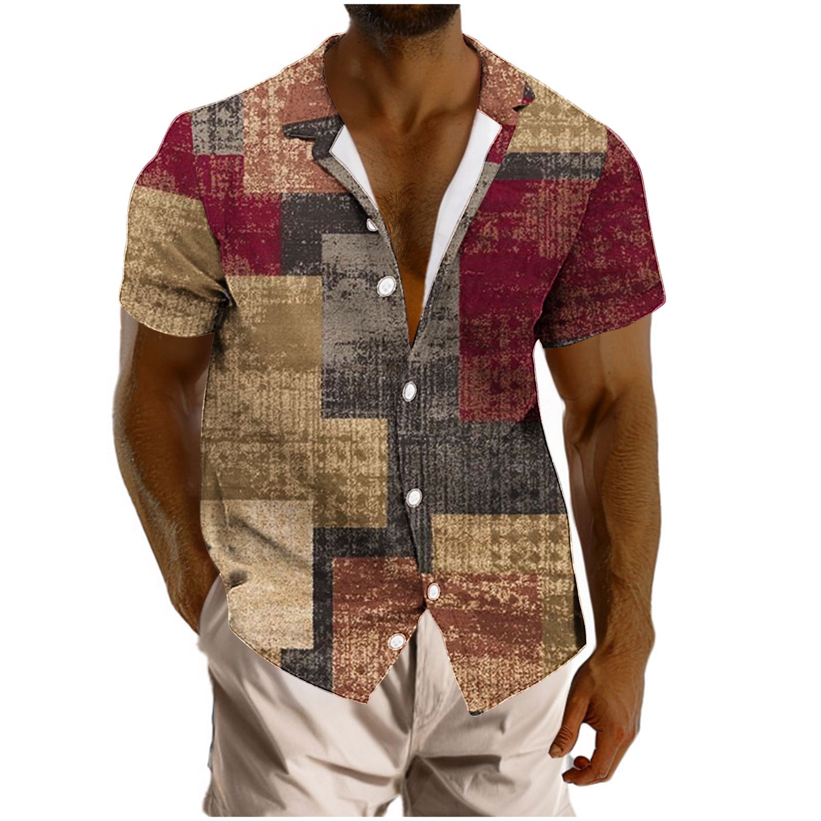 Gnurob Mens Hawaiian Shirt Short Sleeve Button Down Shirts Casual ...