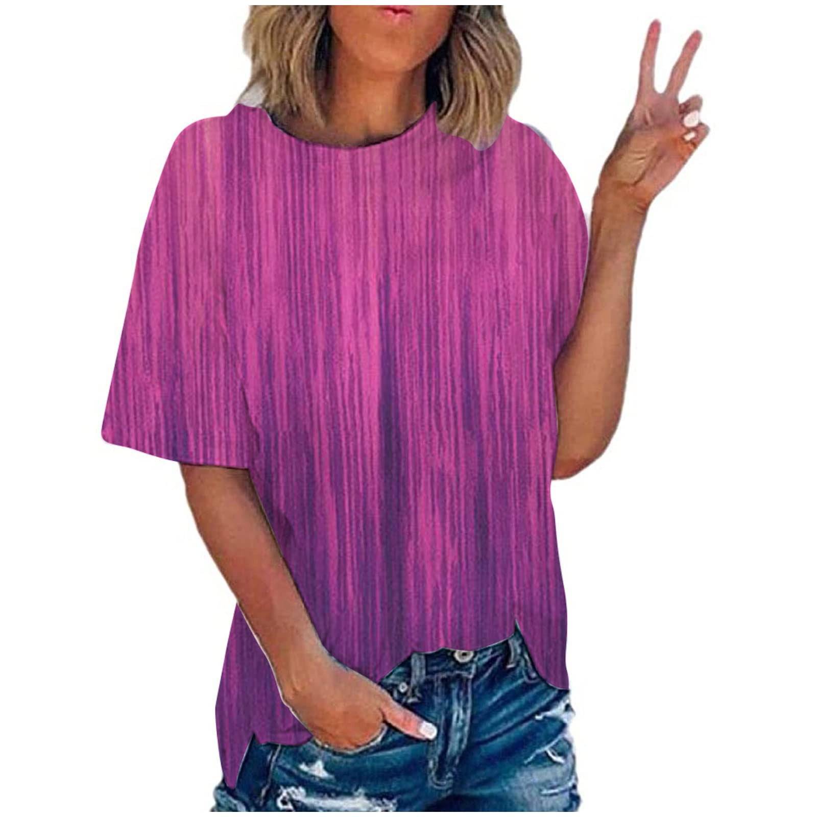 Gnurob on Sale Women Gradient Shirts Fashion Summer Tops Short Sleeve ...