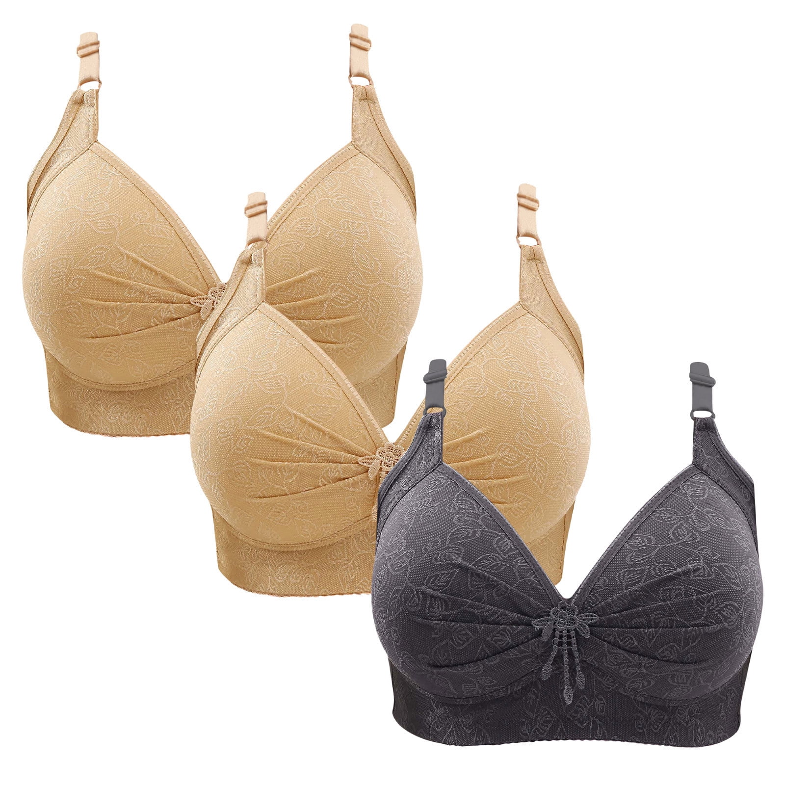 Gnurob Womens Lace Bralette 3 Pack Plus Size Bra Push Up Wire Free Bras ...