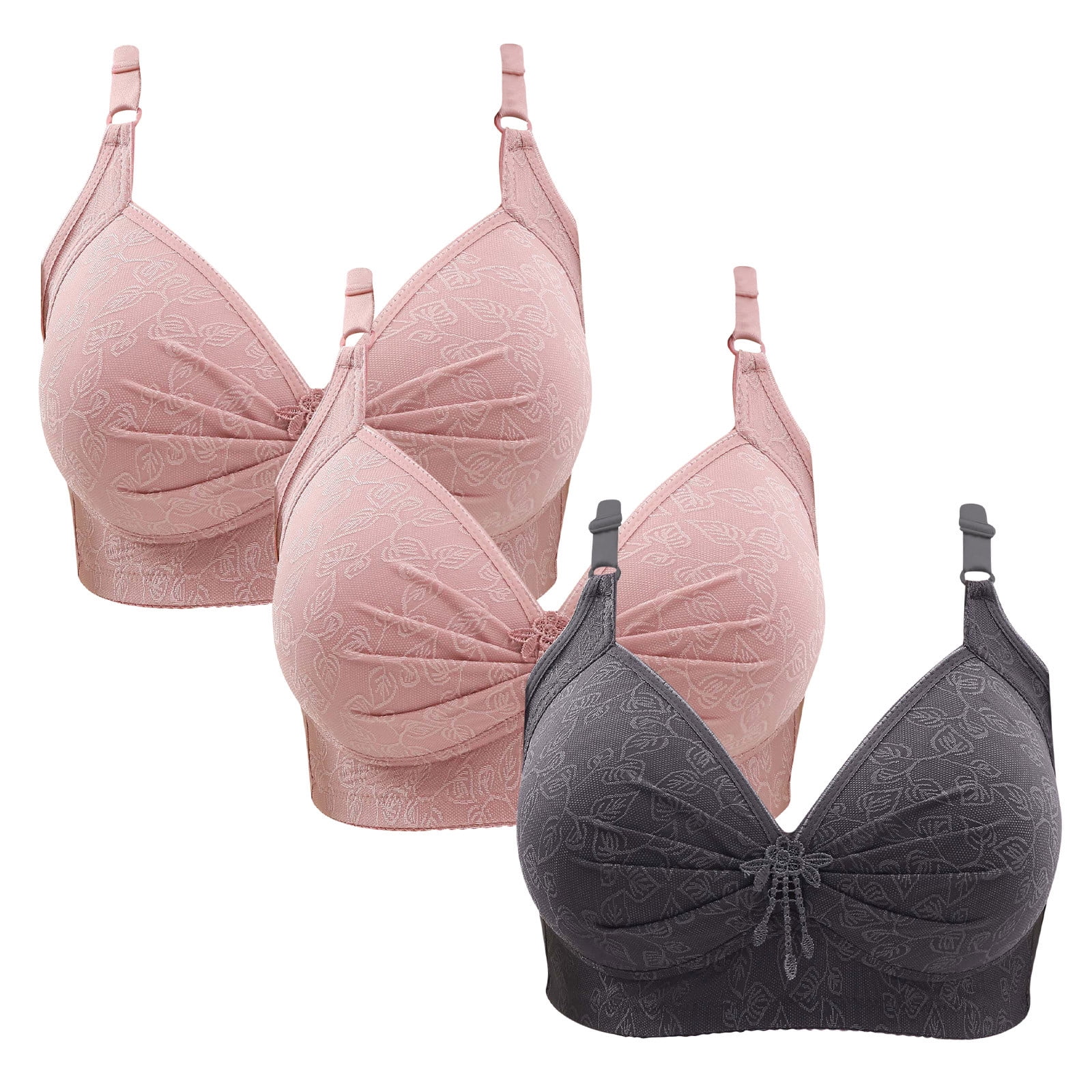 Gnurob Womens Lace Bralette 3 Pack Plus Size Bra Push Up Wire Free Bras ...