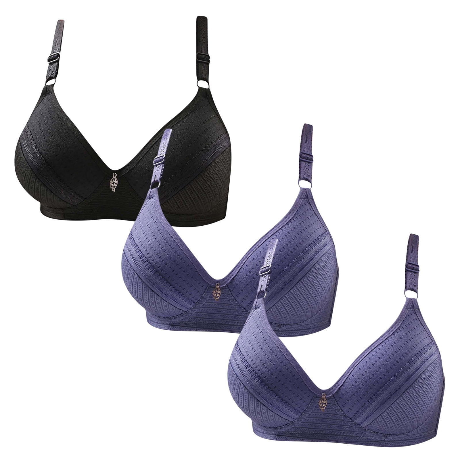 Gnurob Womens Plus Size Bralettes With Support, 3 Pack No Underwire ...