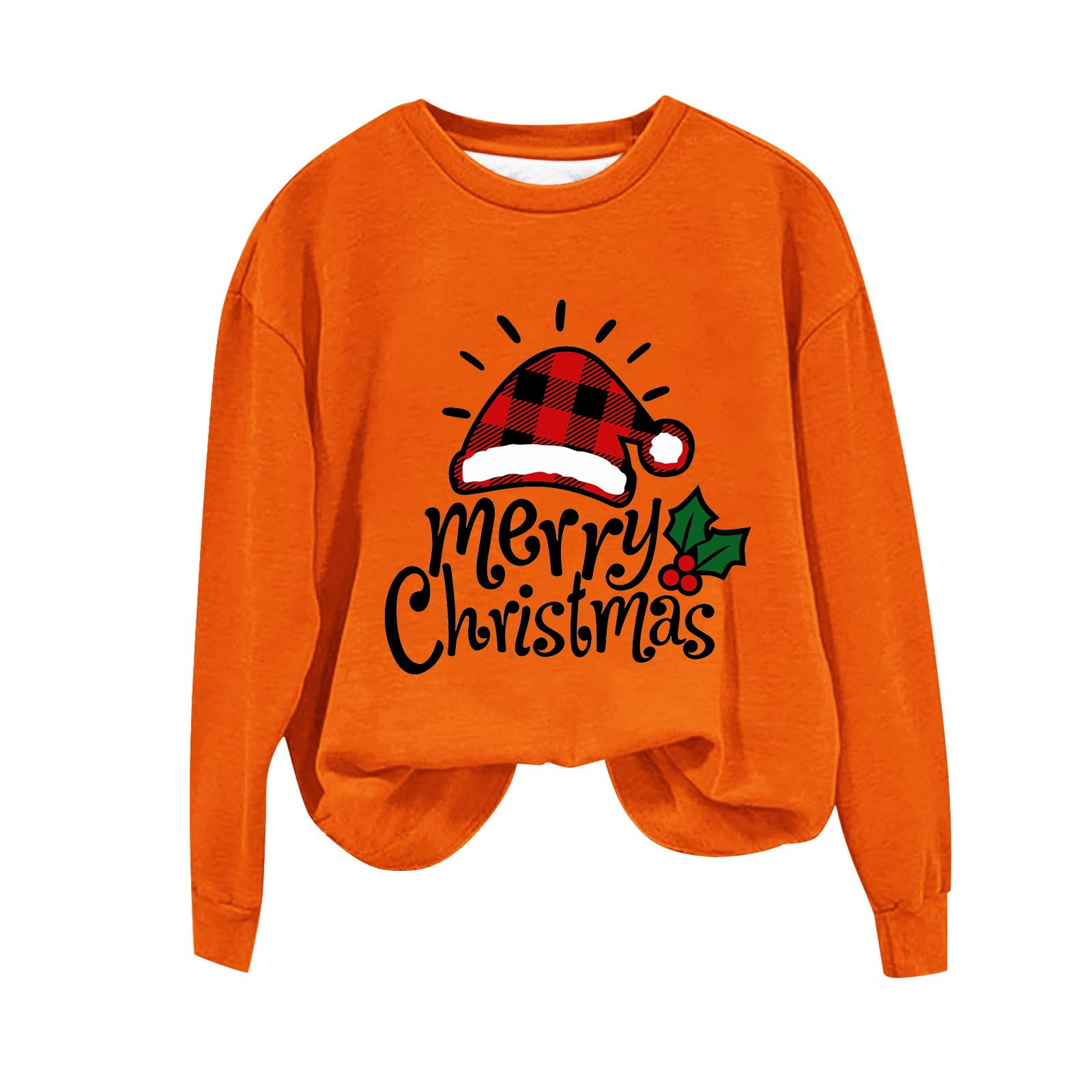 Gnurob Womens Xmas Tree Print Sweatshirts Merry Christmas Letter Print Sweatshirt Long Sleeve ...
