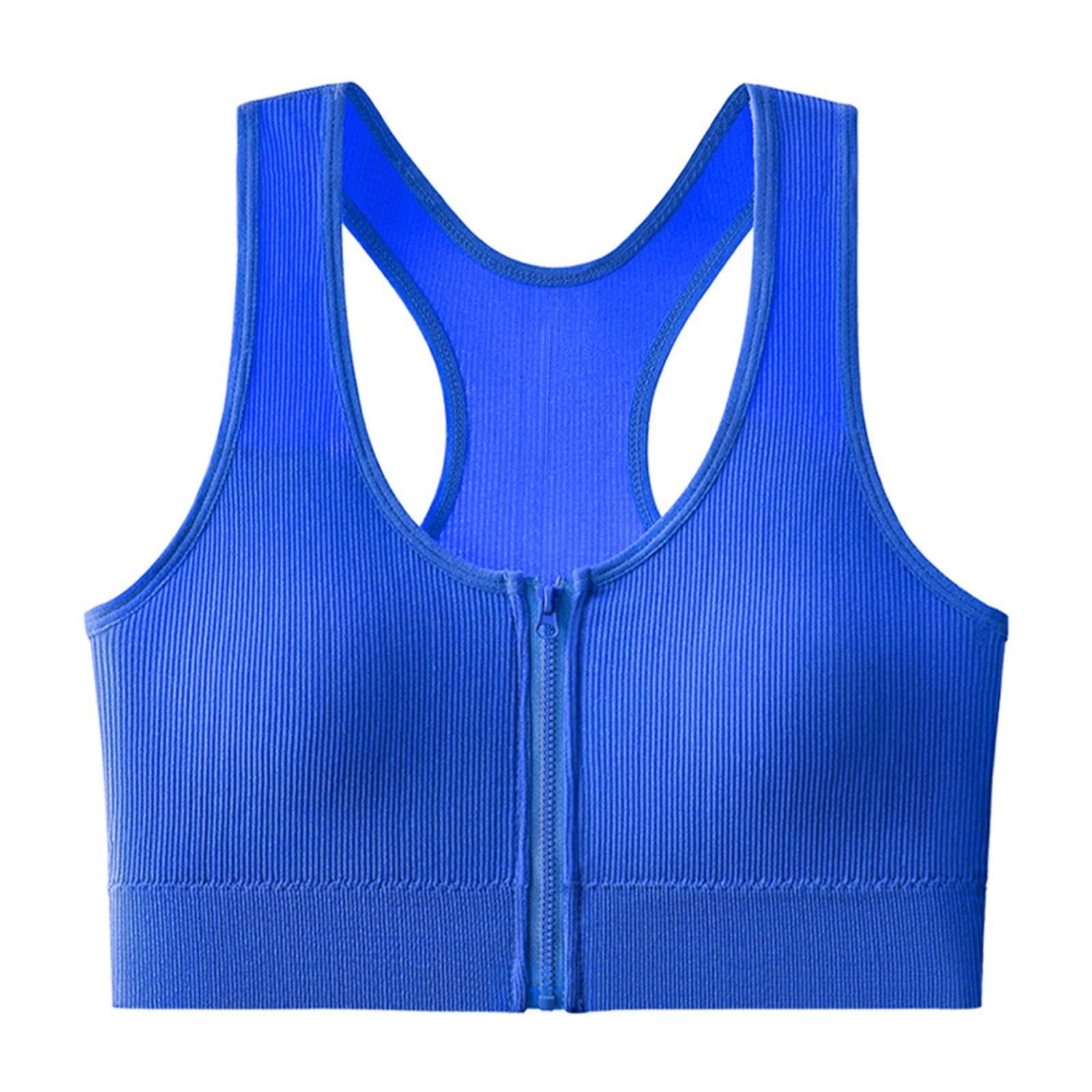 Gnurob Womens Zipper Front Closure Sports Bra Racerback Yoga Bras Full ...