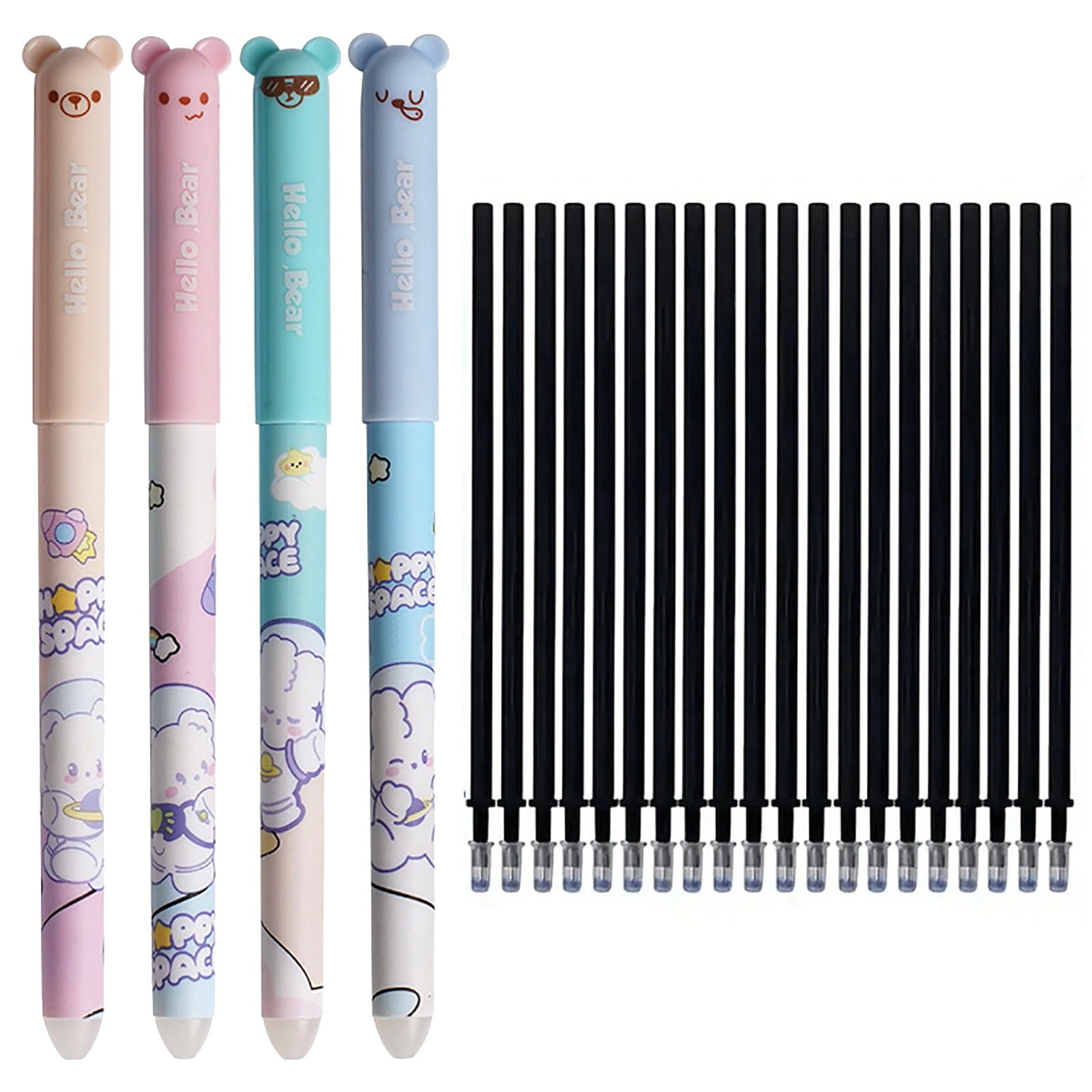 Gnwei 24Pcs Cute Erasable Gel Pens, 4 Pens & 20 Refills, Make Mistakes ...