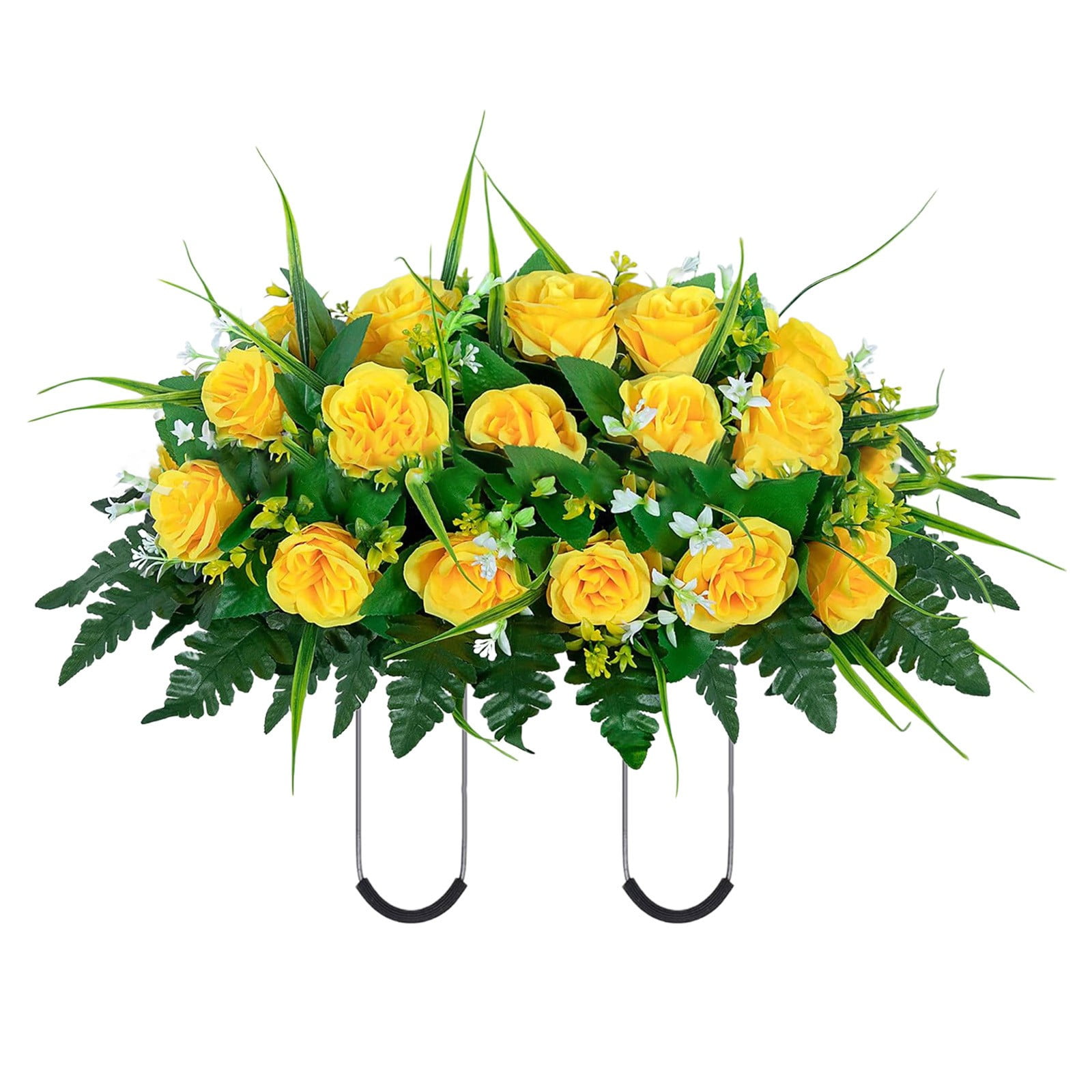 Gnwei Luxury Grave Flower Saddle Arrangement - Silk Rose & Foliage ...