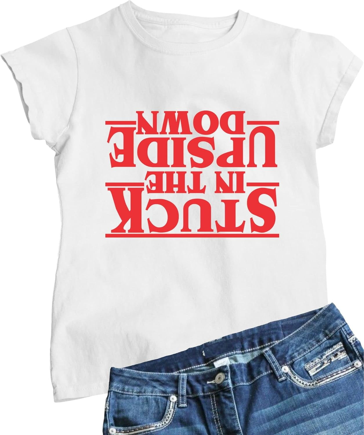 Go All Out Womens Stuck in The Upside Down T-Shirt - Walmart.com
