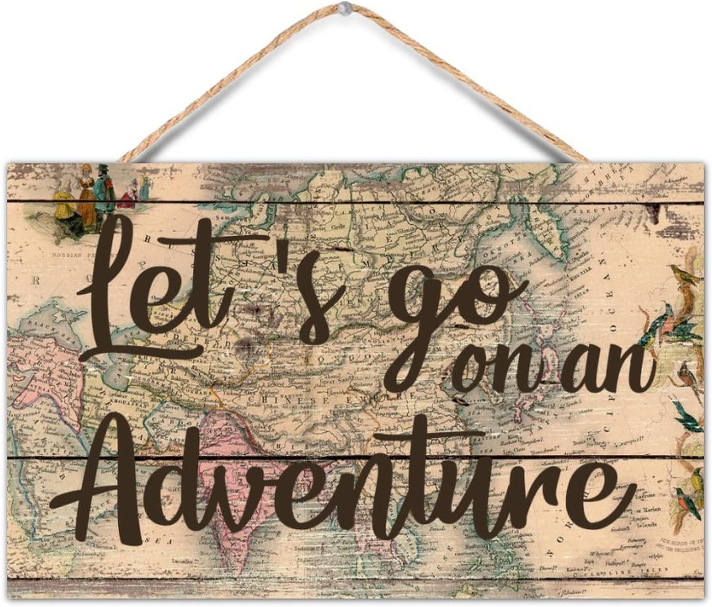let's Go on An Adventure Sign for Home Decor Vintage Map Travel ...