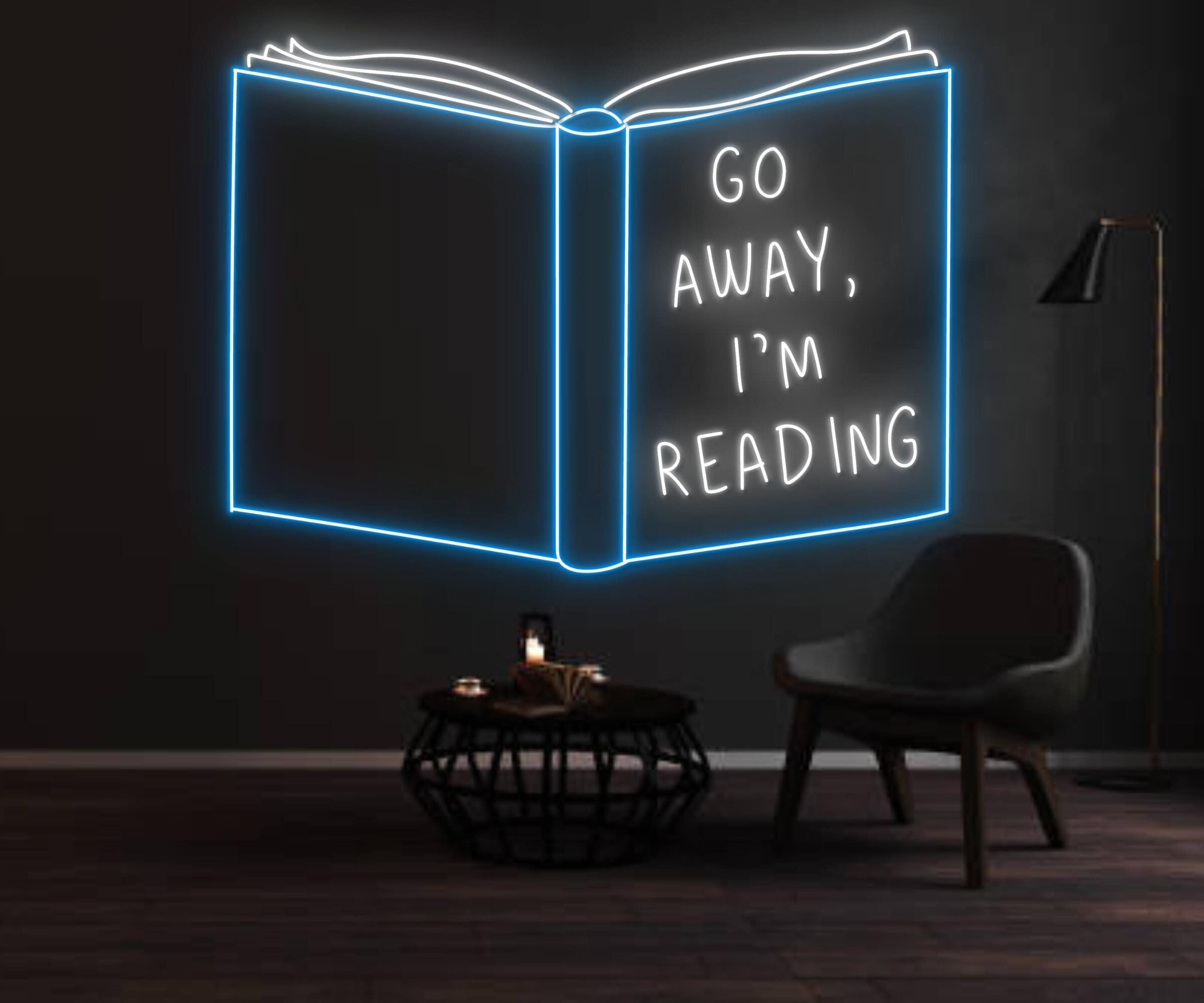 Go Away I'm Reading Neon Sign, Bookish Wall Art Decor - Walmart.com