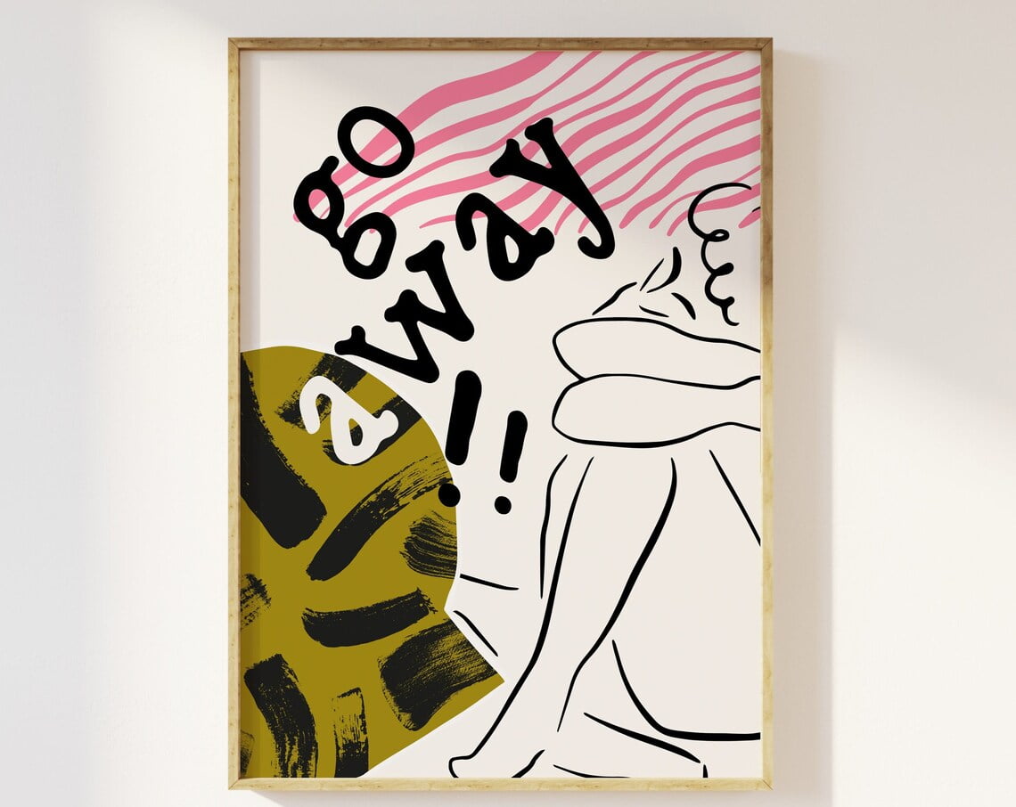 Go Away Mid Centry Retro Sketch Art Print - Effortless Retro ...