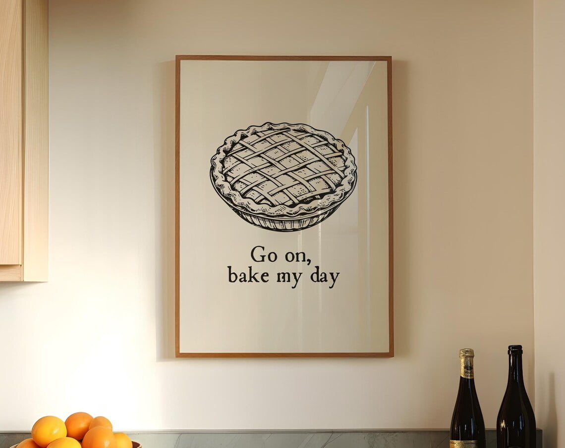 Go On Bake My Day Print, Vintage Cake Poster, Vintage Kitchen Wall Art ...