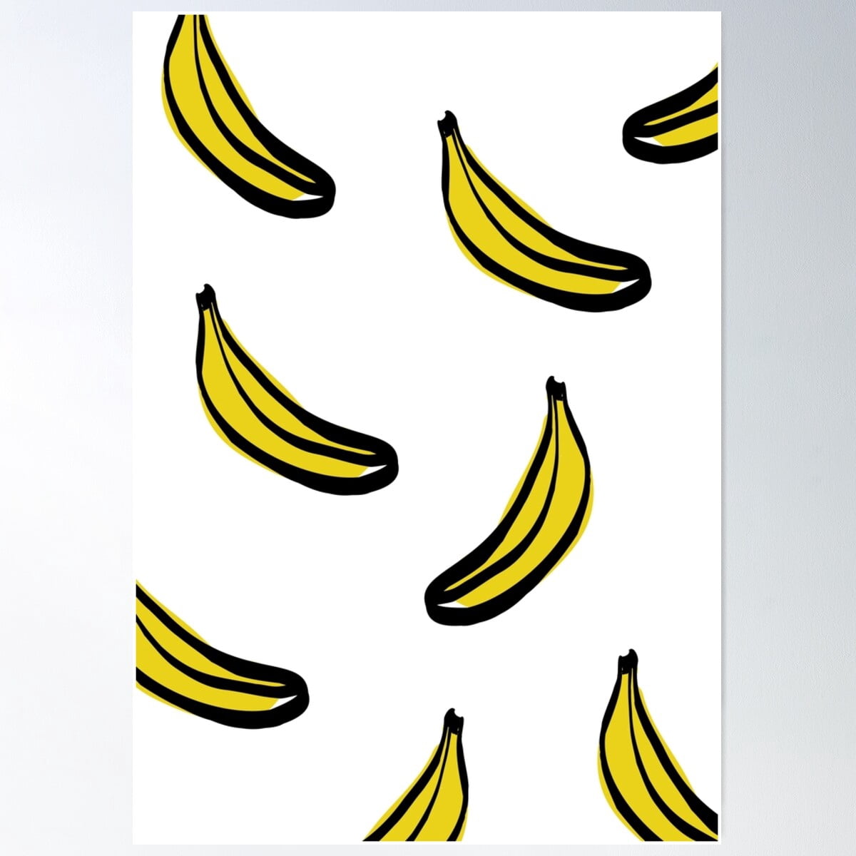 Go Bananas Illustration Pattern Poster Wall Art, Modern Wall Decor For ...