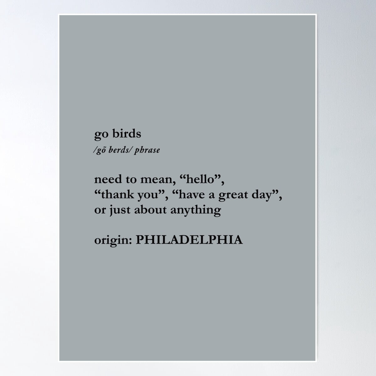 Go Birds Definition Poster Wall Art, Modern Wall Decor, 12x18 UNFRAMED ...