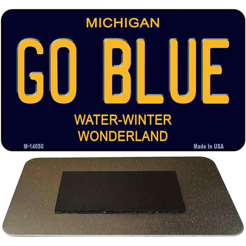 Go Blue Michigan Blue Novelty Metal Magnet 3.5" x 2" Magnet (M ...