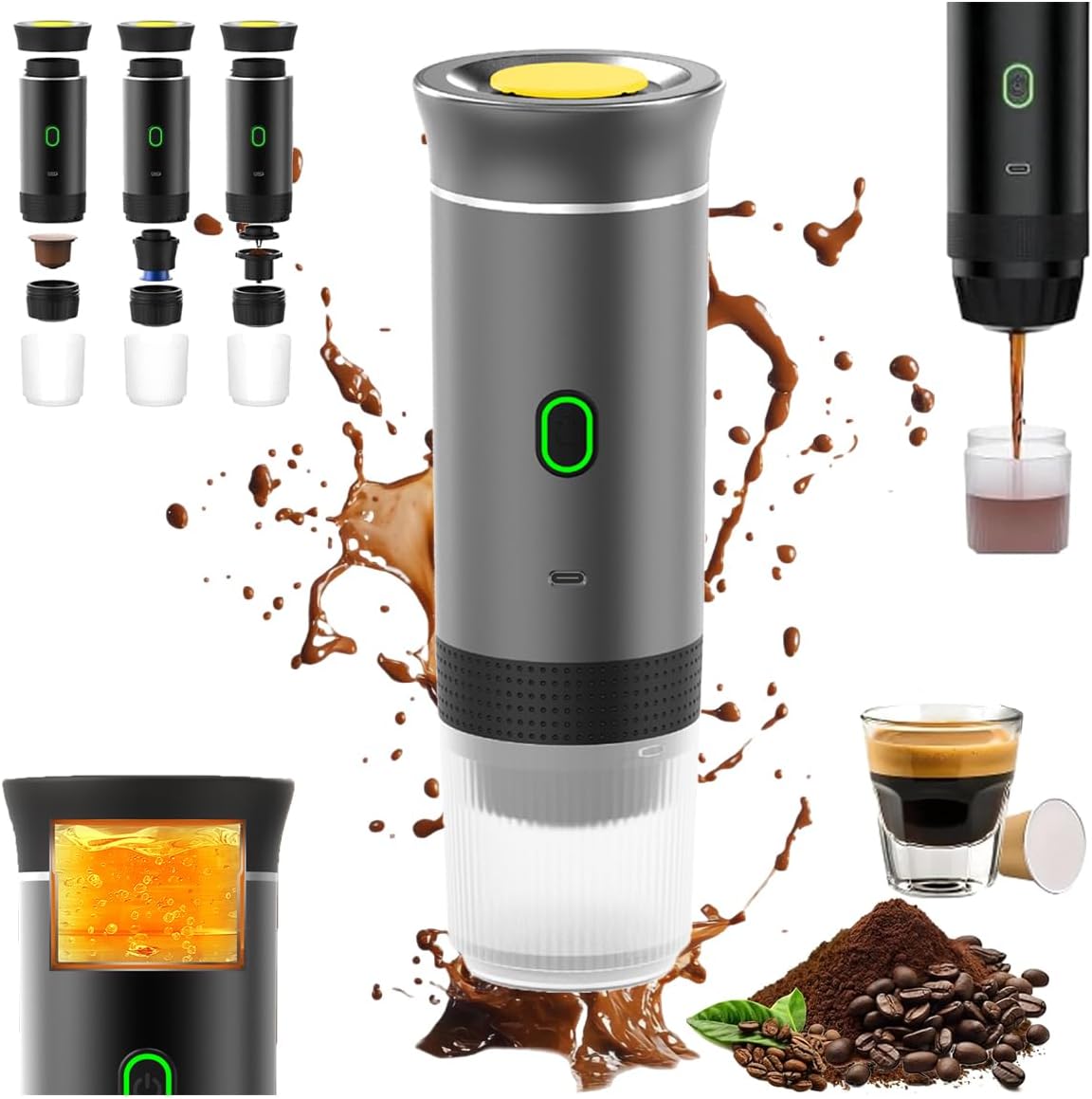 Go Brew V2.0, Go Brew Coffee Maker, Go Brew Espresso Machine,3-in-1 Wireless Electric Portable ...