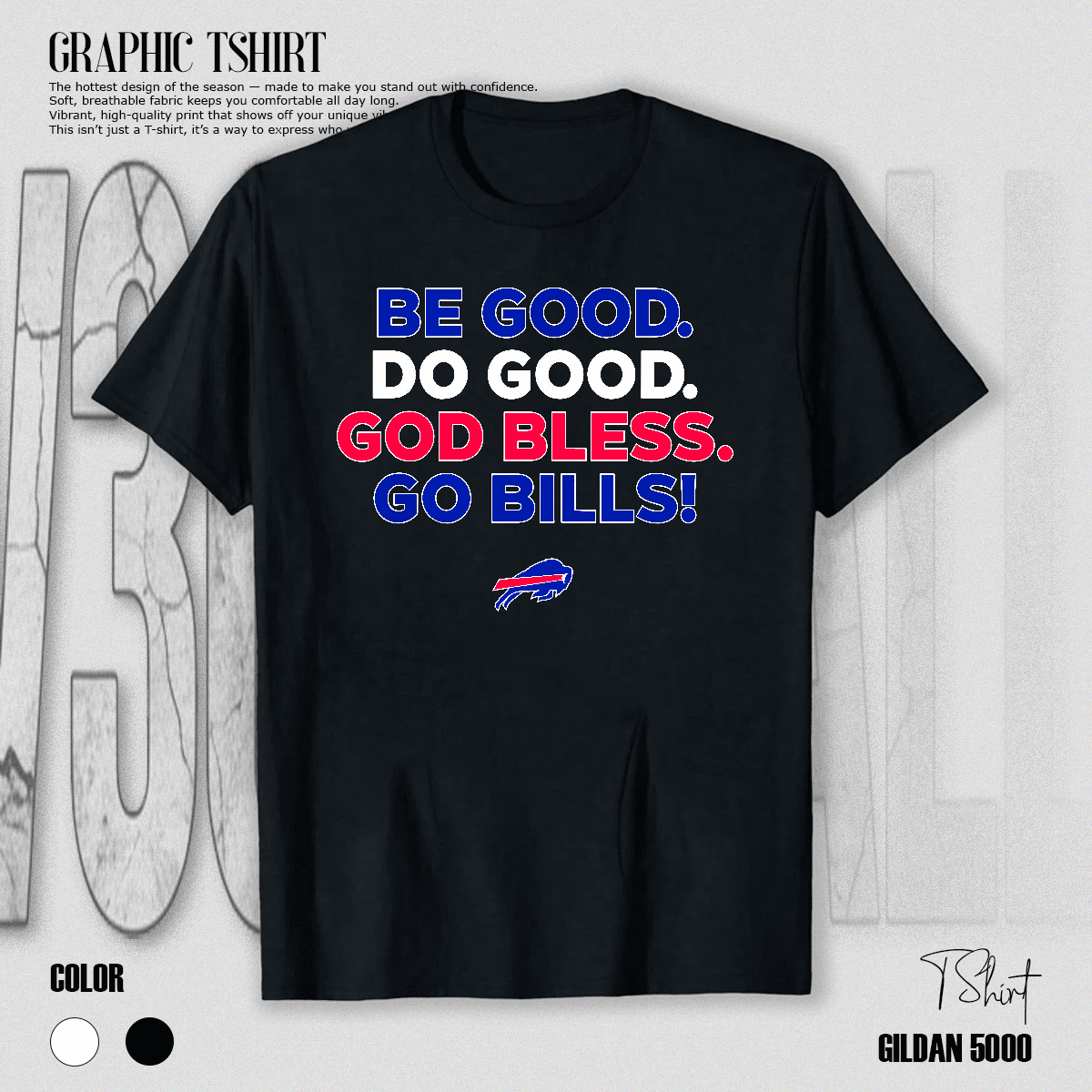 Go Buffalo Team Football Slogan God Bless Graphic Apparel Design T ...