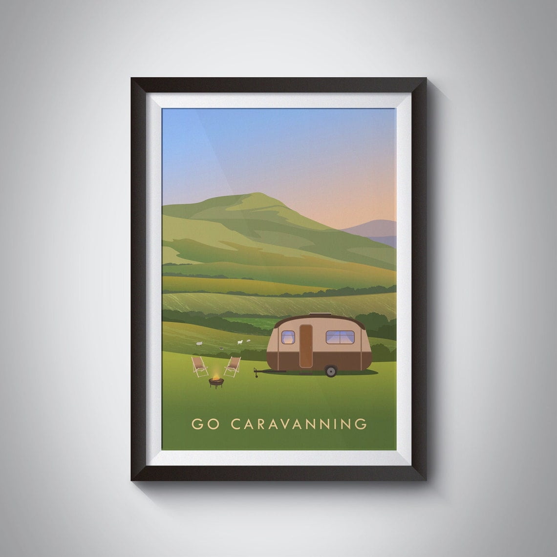 Go Caravanning Travel Poster, Caravan Travel Print, Camping, Campervan ...