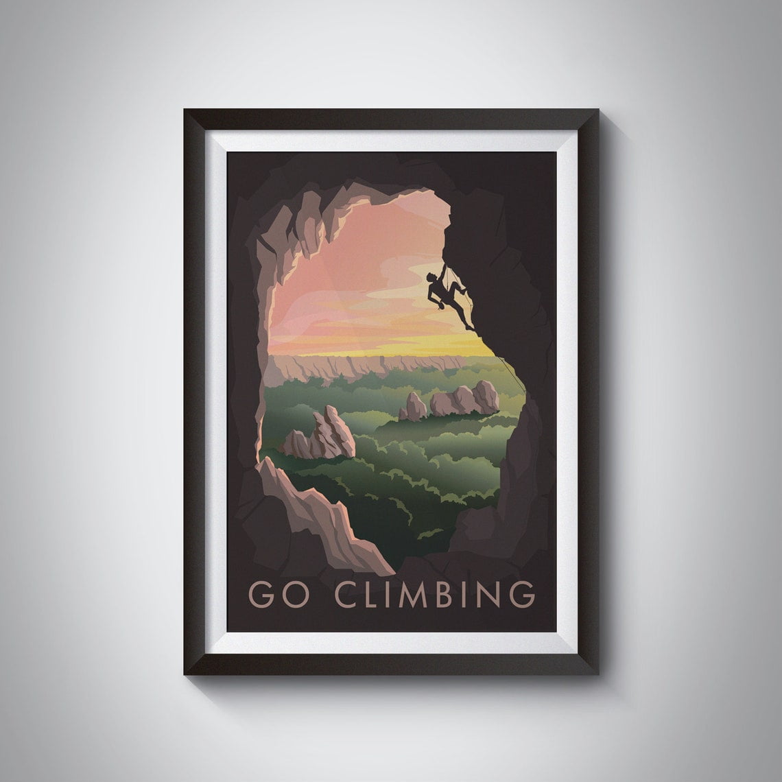 Go Climbing Art Print, Rock Climbing, Bouldering, Outdoor Adventure ...