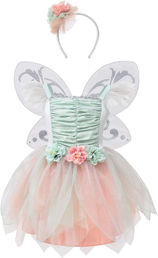 Go Cos Fairy Costume Dress for Girls, Green Princess Flower Girl Dress ...