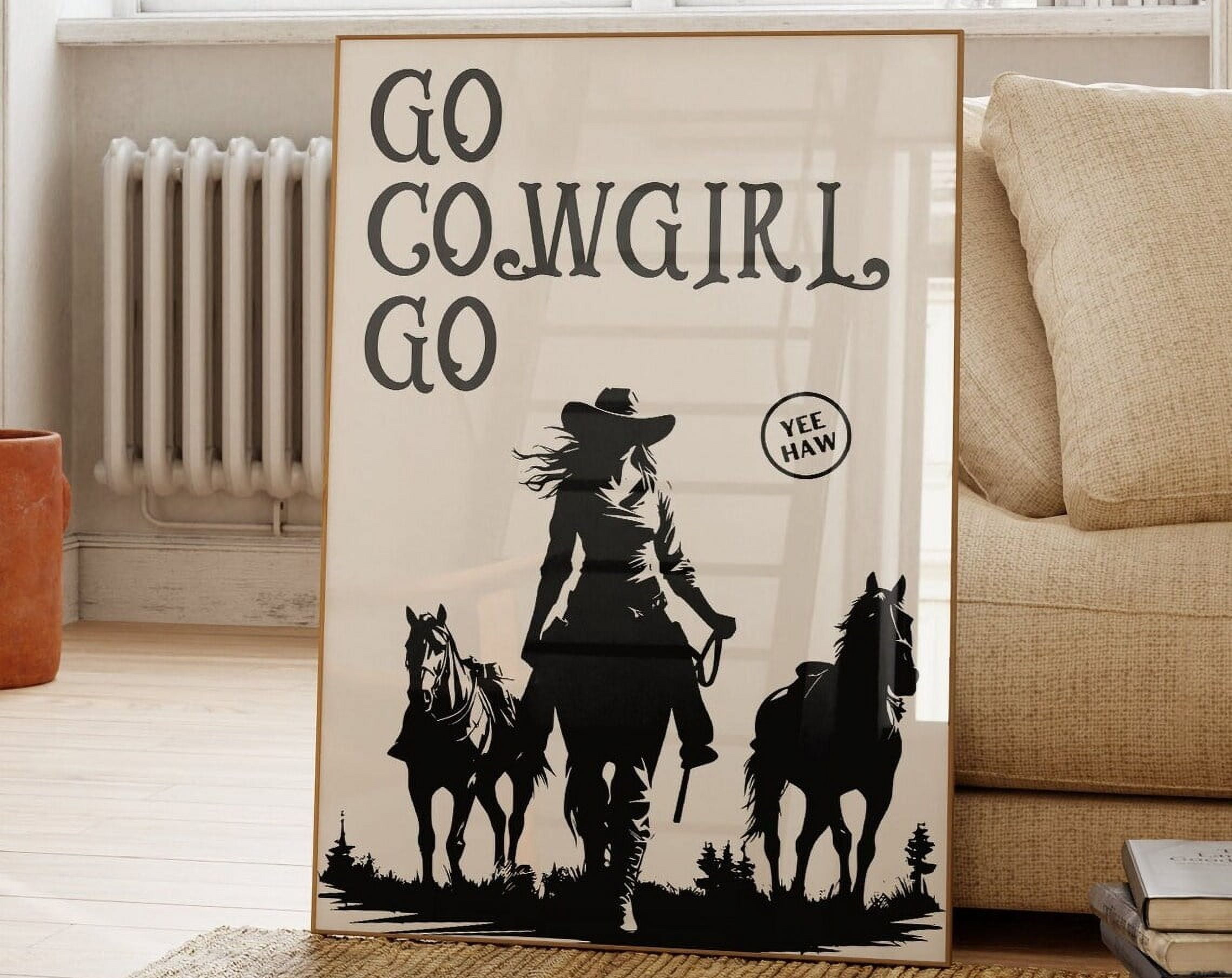 Go Cowgirl Go Print Western Cowgirls Retro Wall Art, Cowgirl Bedroom ...