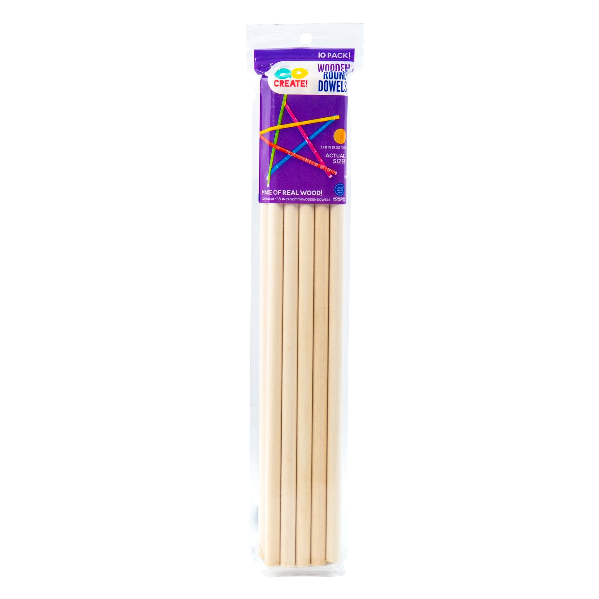 Go Create 3/8" x 12" Wooden Dowels, 10 Piece Pack - Walmart.com