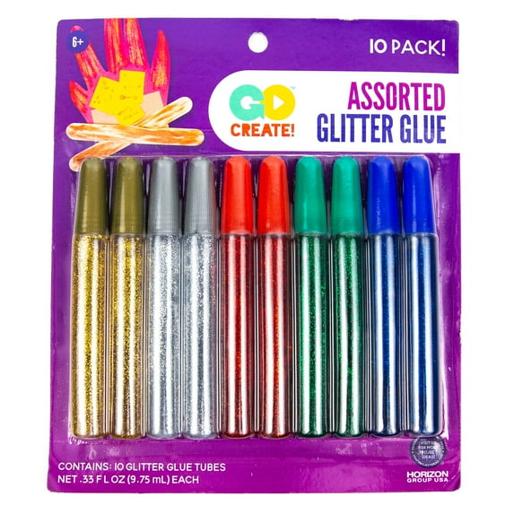 Go Create Glitter Glue, 10-Pack Assorted Metallic Glitter Glue Tubes ...