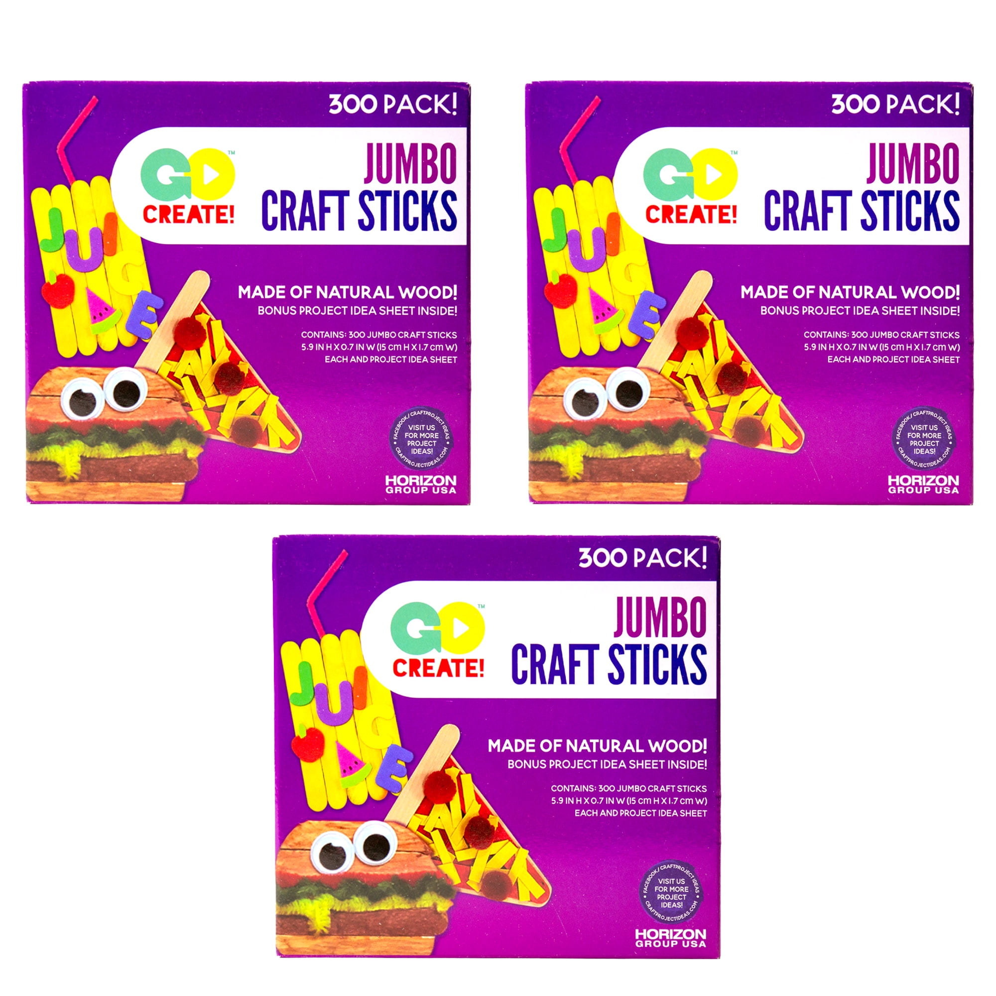 Go Create Jumbo Wood Craft Sticks, 900-Pack, Arts & Craft Supplies ...