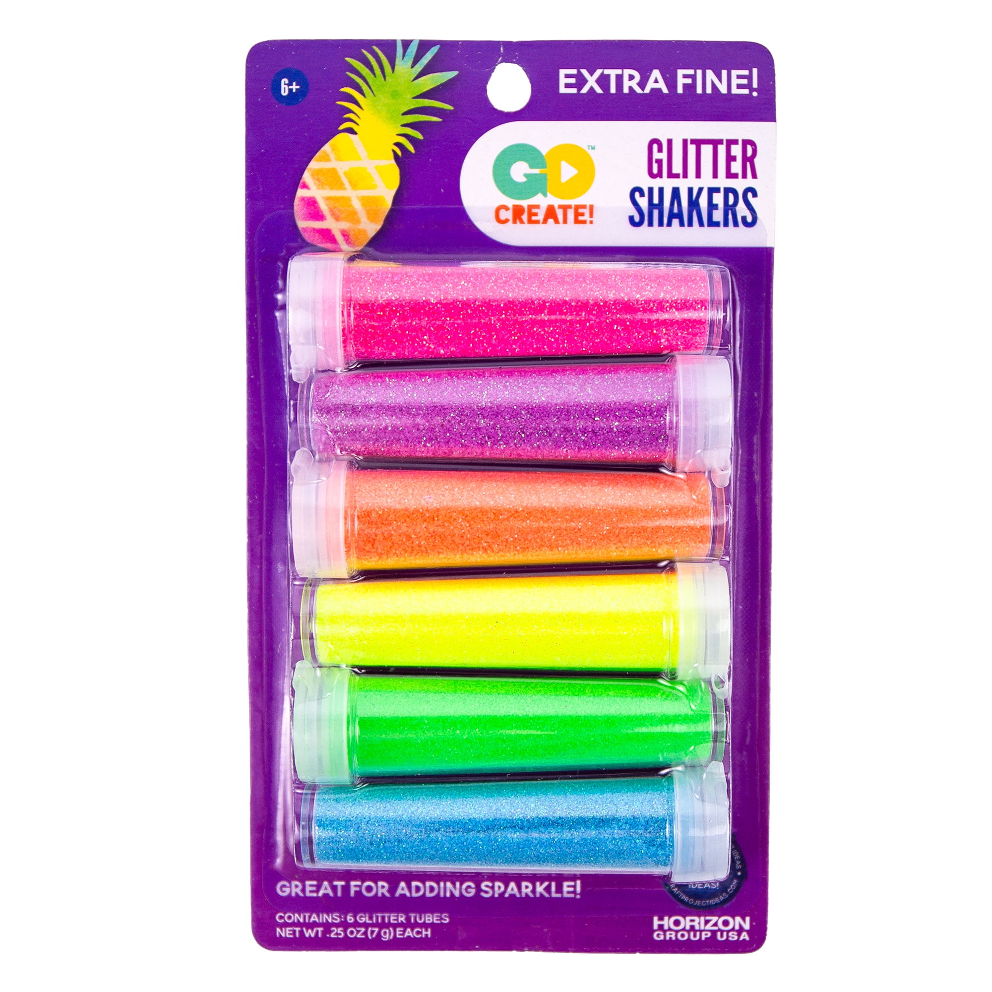 Go Create Neon Glitter Shakers, 6-Pack Extra Fine Rainbow Glitter ...