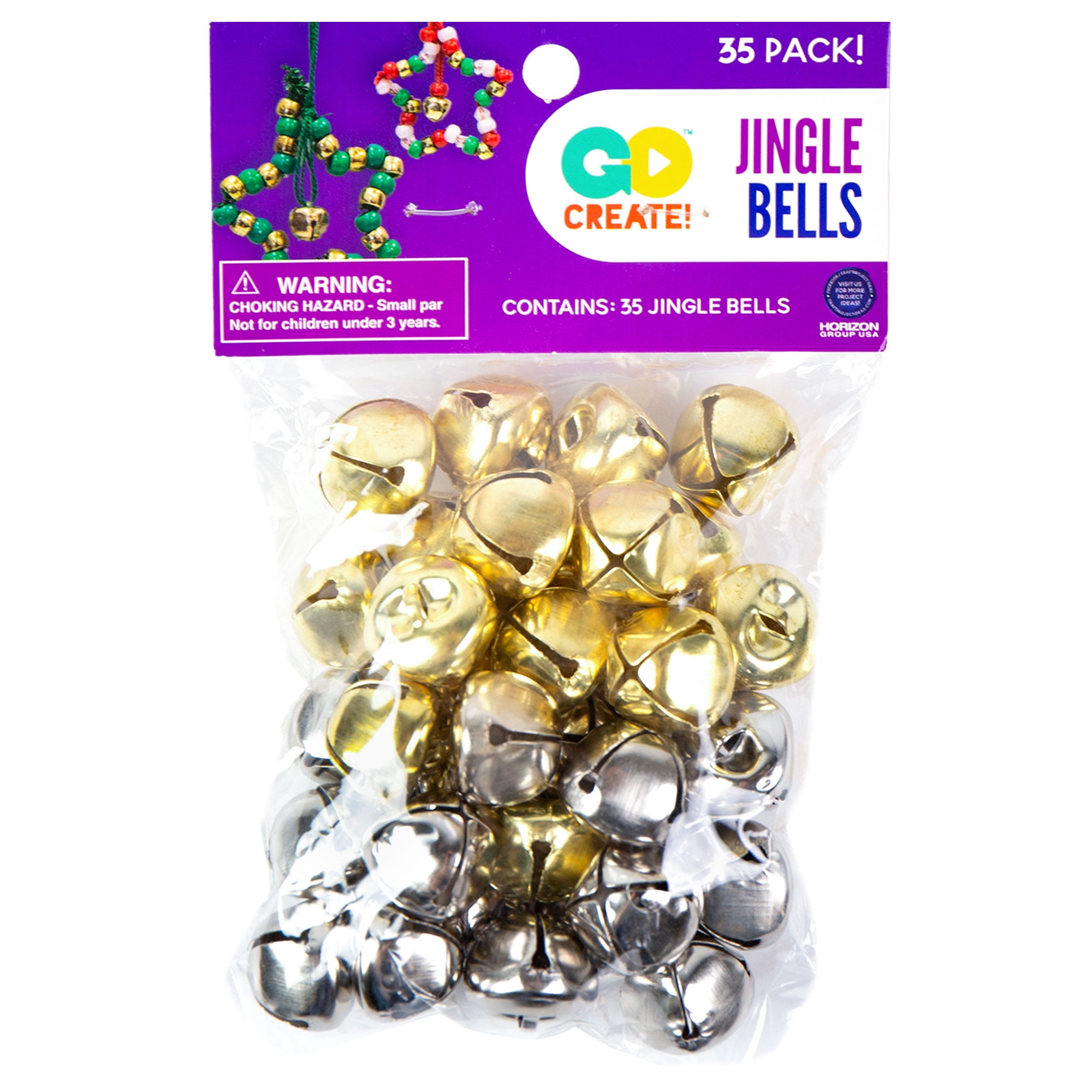 Go Create 20 mm Silver & Gold Jingle Bells 35 Pack for Holiday Crafts ...