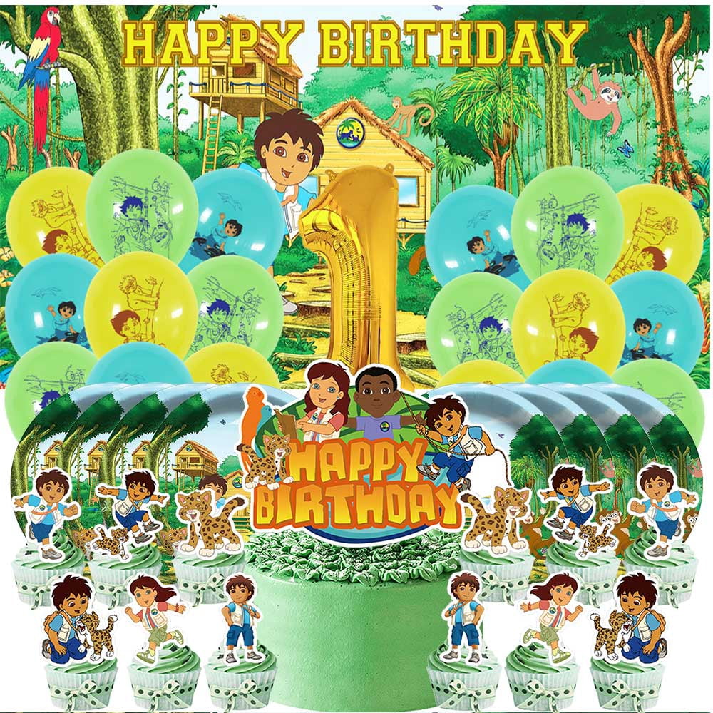 Go Diego Go Balloons Party Supplies 1st Decor Tableware Birthday Cake ...