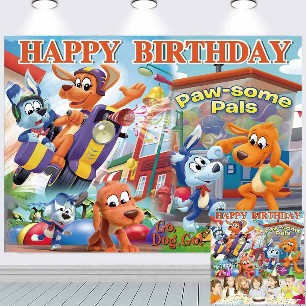 Go Dog Go Backdrop Banner Party Supplies Poster Movie Theme Background ...