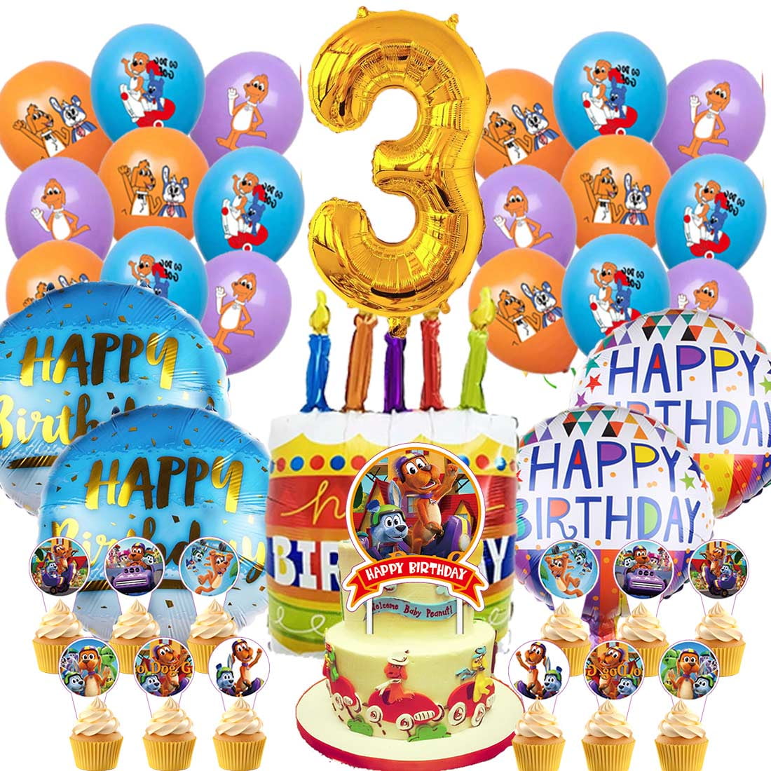 Go Dog Go Party Supplies 3rd Decor Kit Balloons Birthday Cake Topper ...