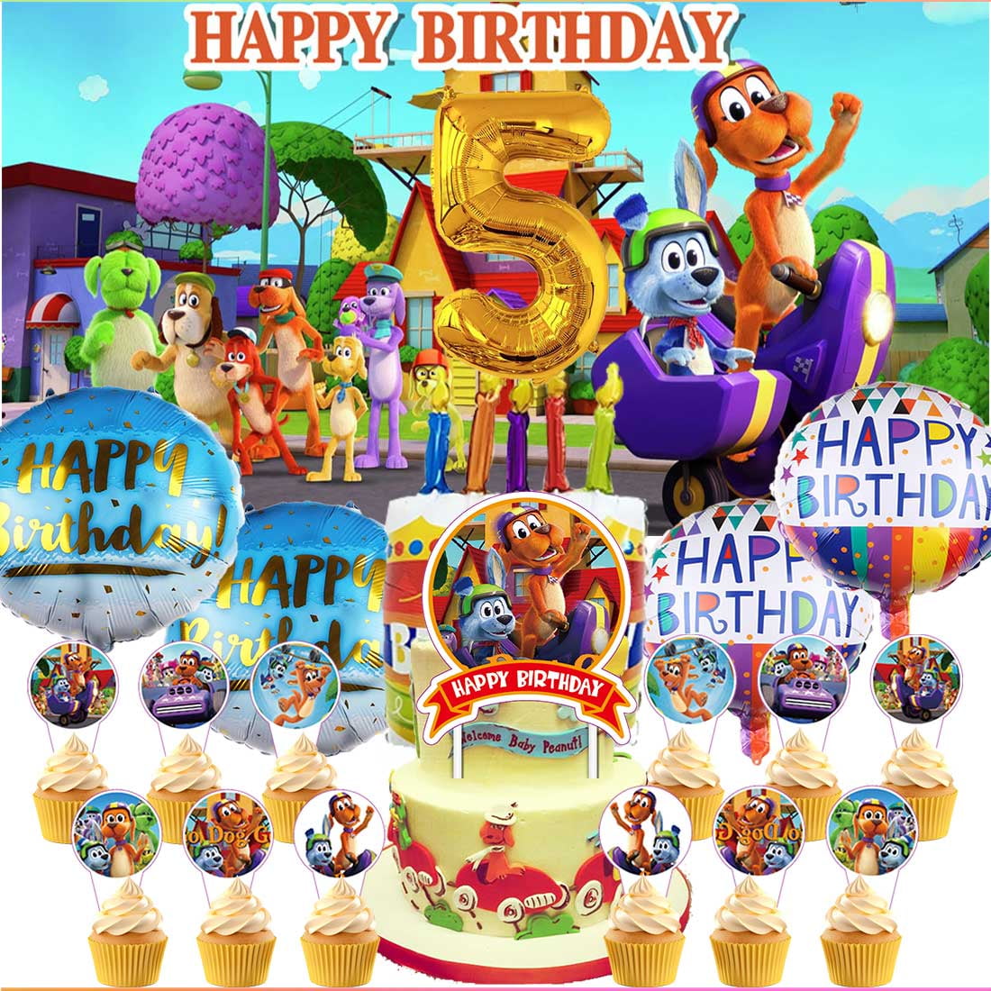 Go Dog Go Party Supplies Decor 5th Kit Balloons Birthday Cake Topper ...
