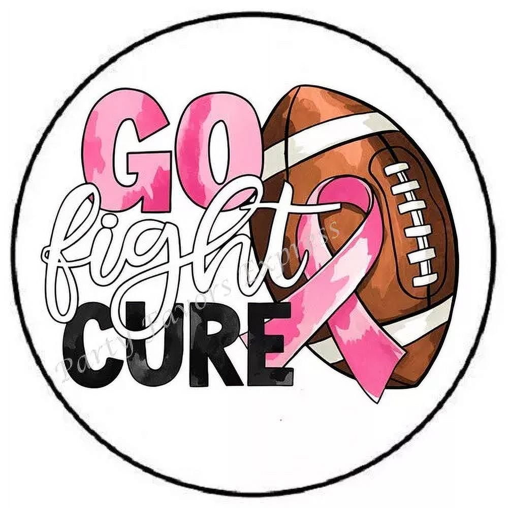 Go Fight Cure Football Pink Ribbon Sticker Party Favors Sticker ...