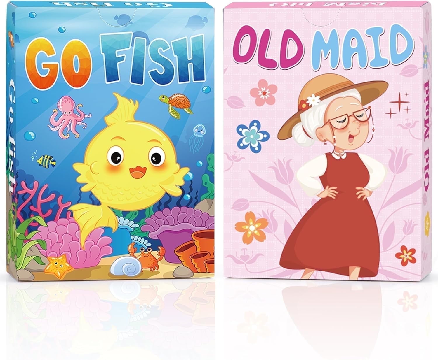 Go Fish, Old Maid, 2 in 1 Kids Card Games Set, Family Game Night Party ...