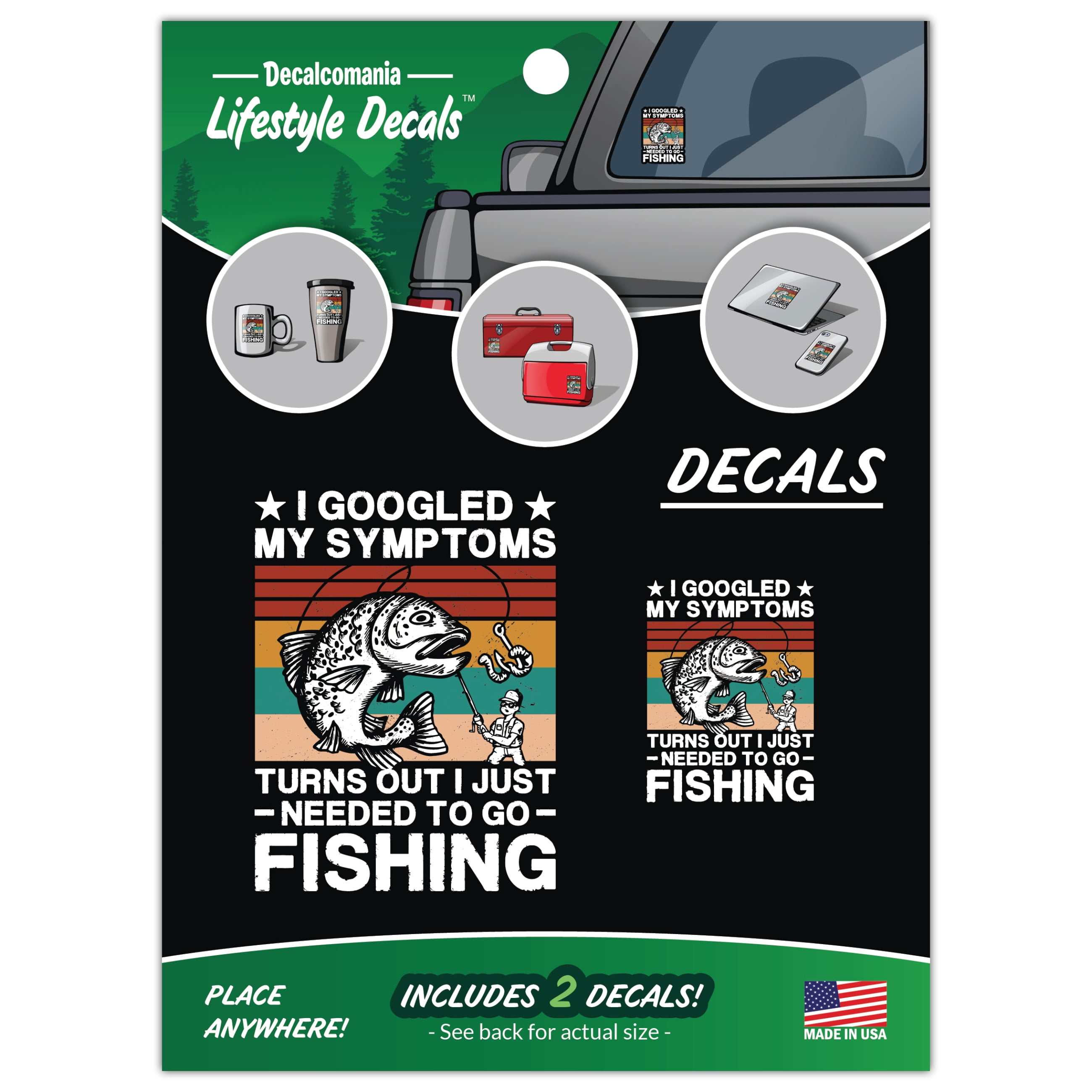 Go Fishing Decals - Set of 2 Funny Fishing Vinyl Car Stickers for Truck ...