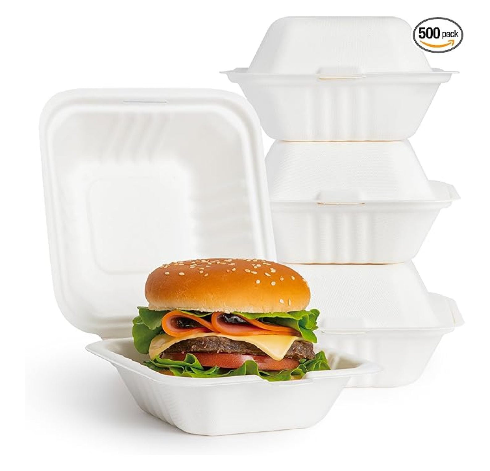 To Go Food Containers 500 Pack - 6x6 Clamshell Takeout Boxes ...