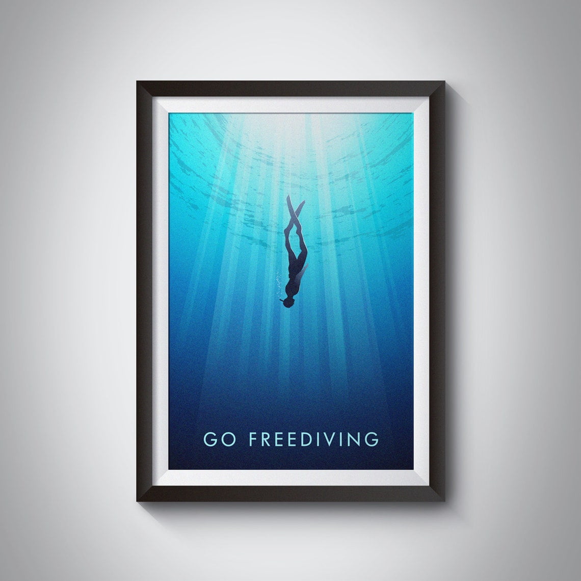 Go Freediving Art Print, Vintage Travel Print, Scuba Diving ...