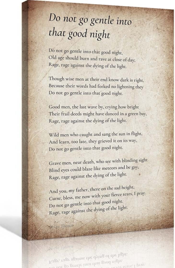 Do Not Go Gentle Into By Dylan Thomas Poem Wall Art Vintage Poetry ...