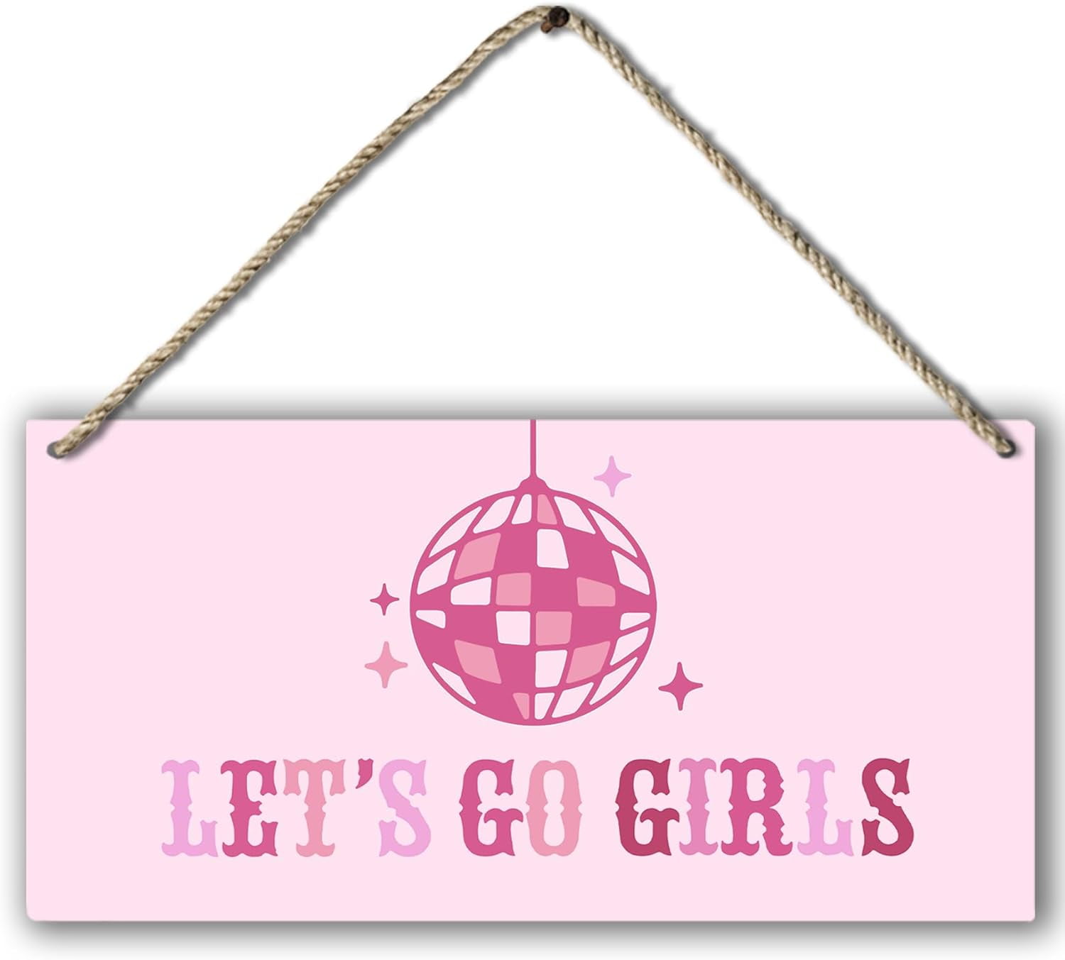 Let's Go Girls Pink Preppy Glitter Disco Ball Inspirational Printed ...